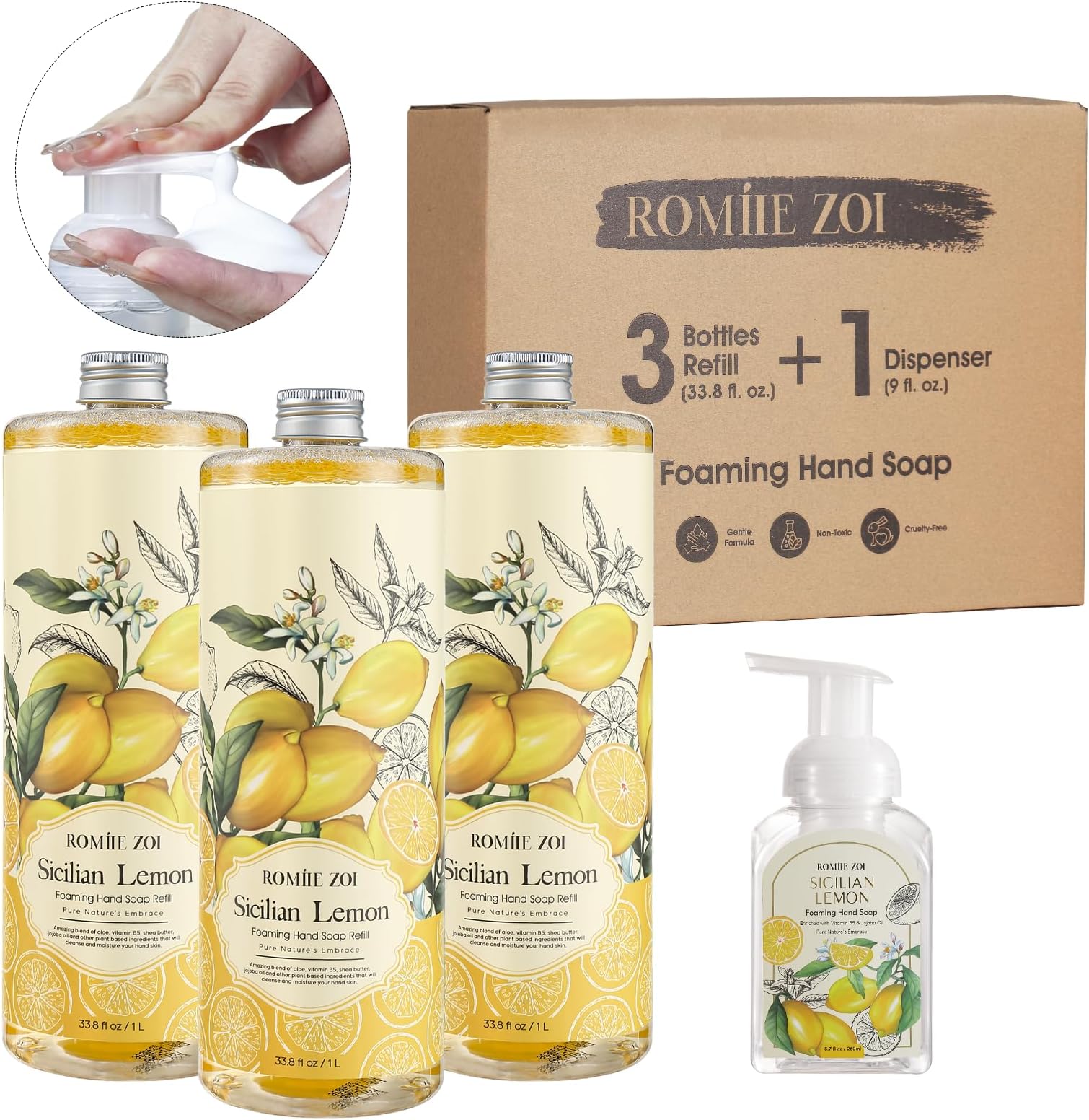 Amazon.com : ROMIIE ZOI Foaming Hand Soap Refills, 3Pack with Reusable ...