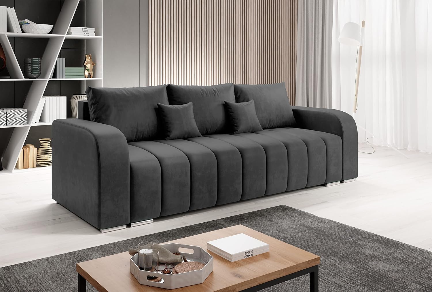 Moderno Pufetto Sofa Couch with Sleep Function, Bedding Container ...