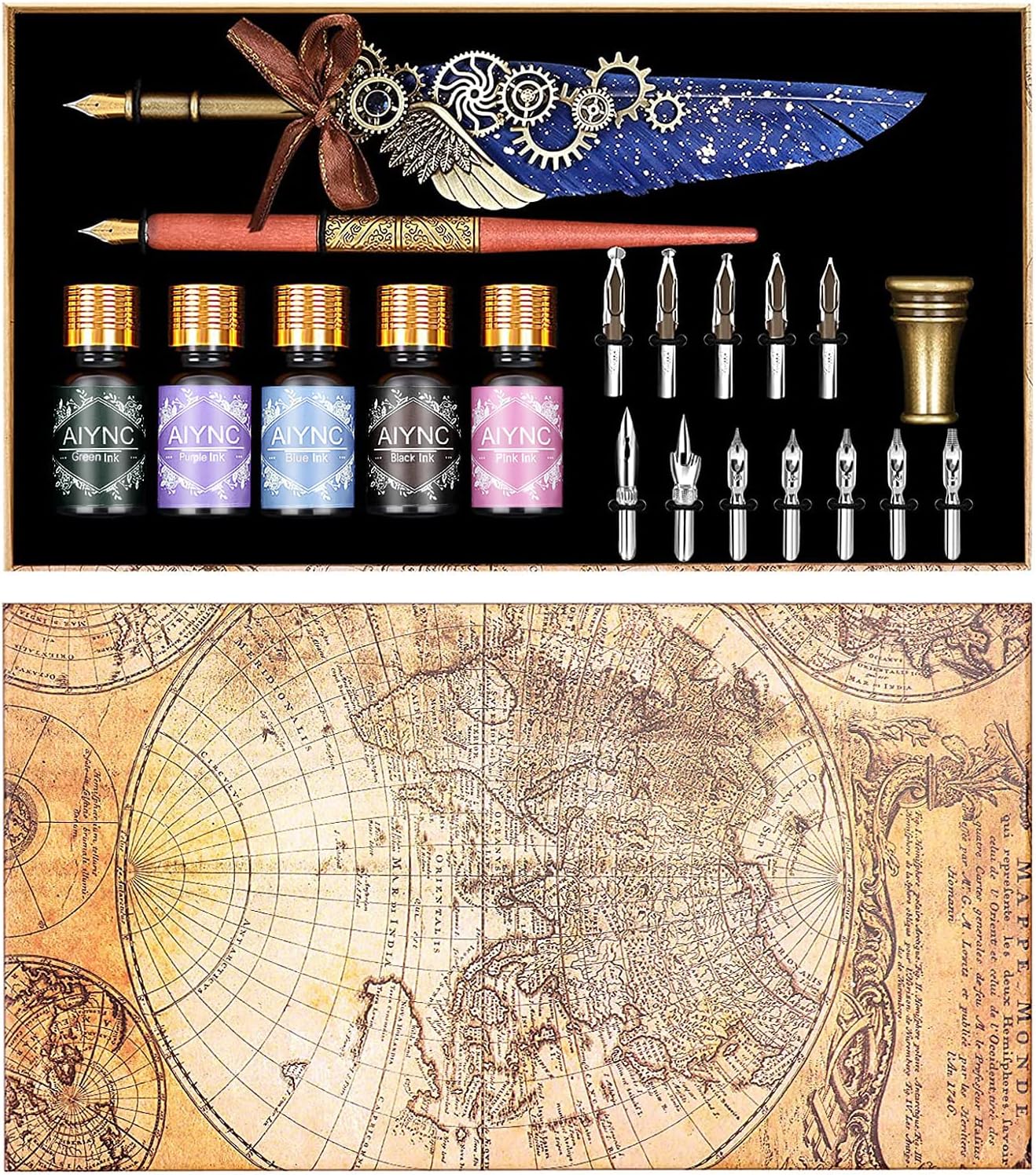 Amazon.com : NC Quill Pen Ink Set, Includes Quill Pen and 6 Bottles ...