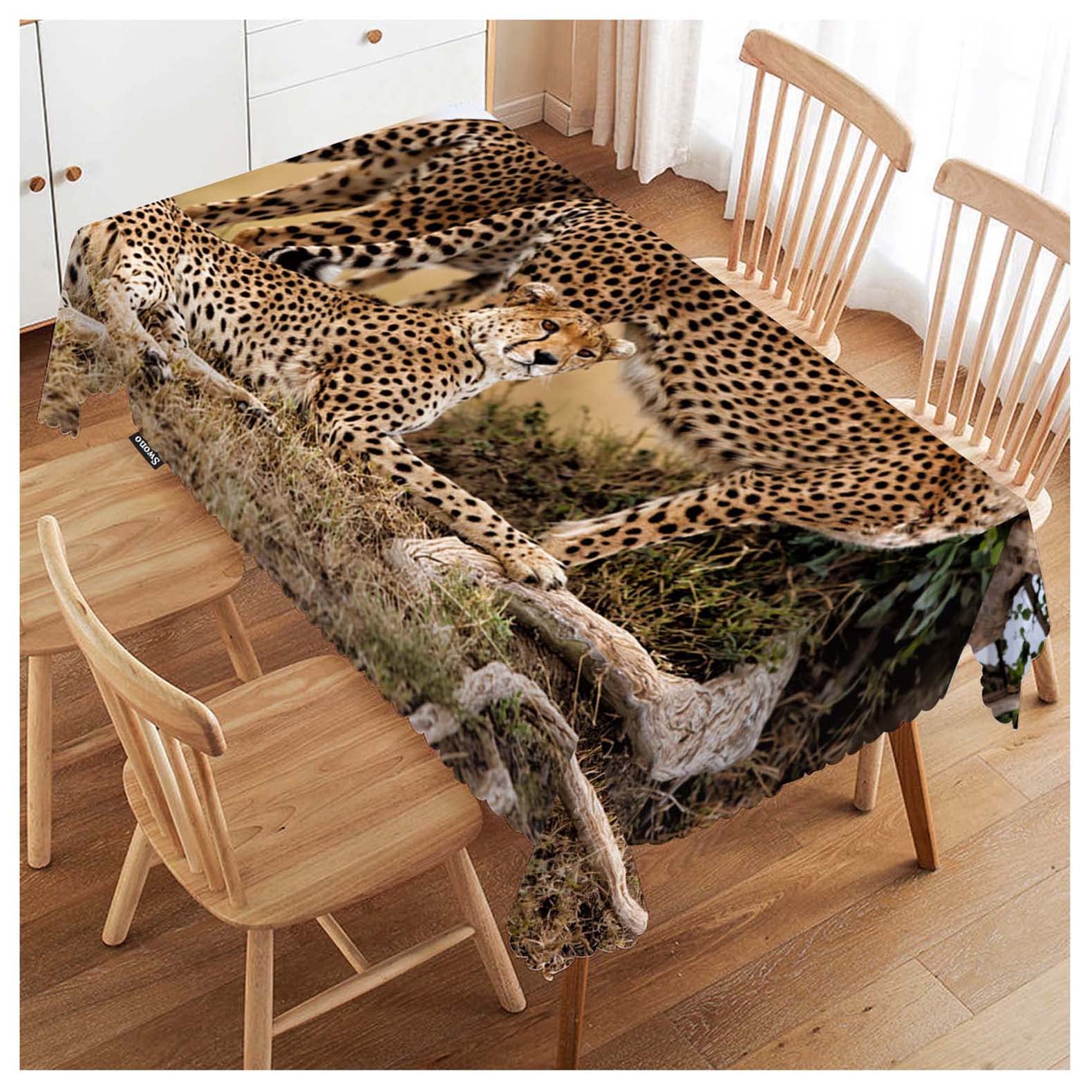 Amazon.com: Swono Cheetah Table Cover African Animal Leopard Family ...