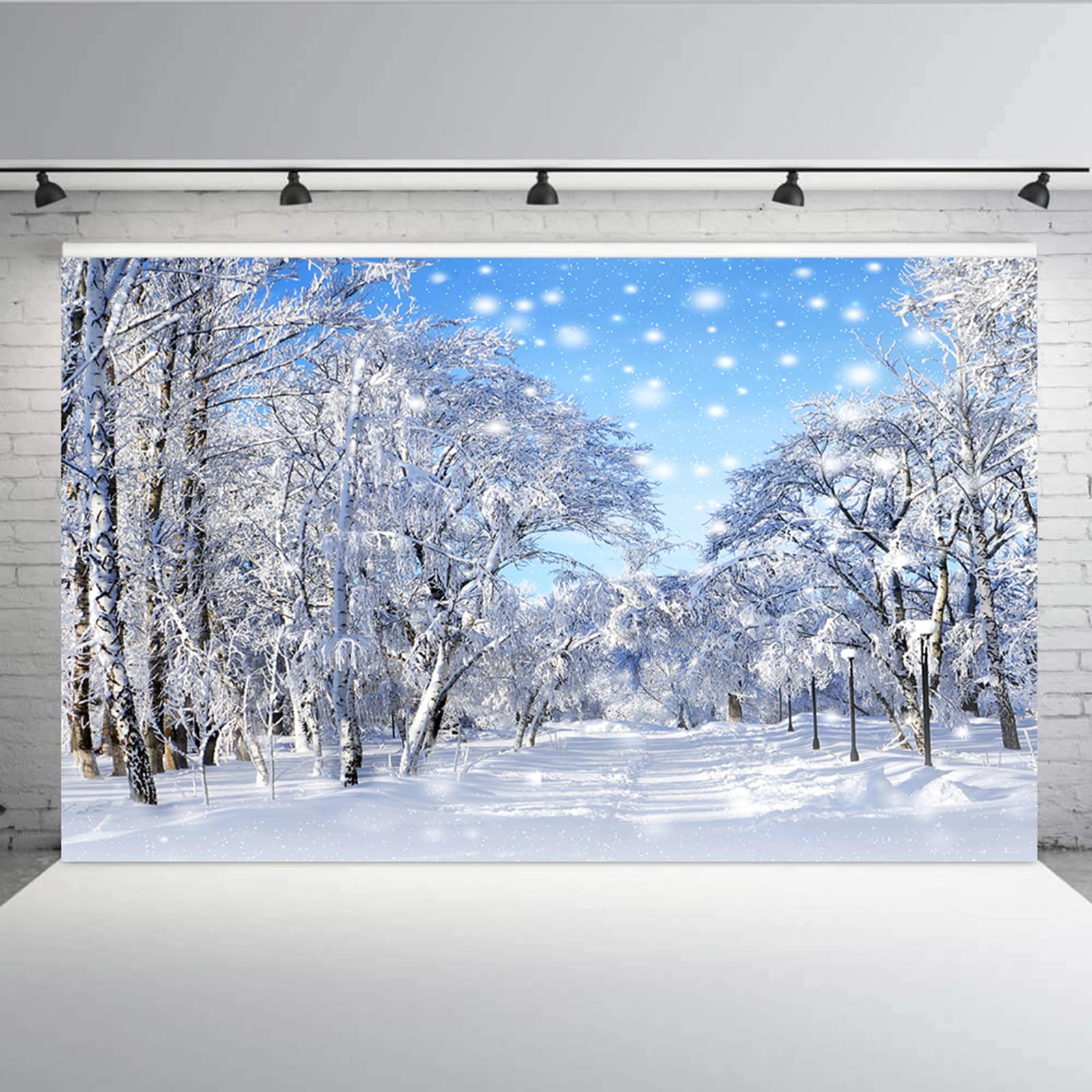 Aisnyho Winter Snow Scene Backdrop Forest Snowflake Wonderland Natural ...