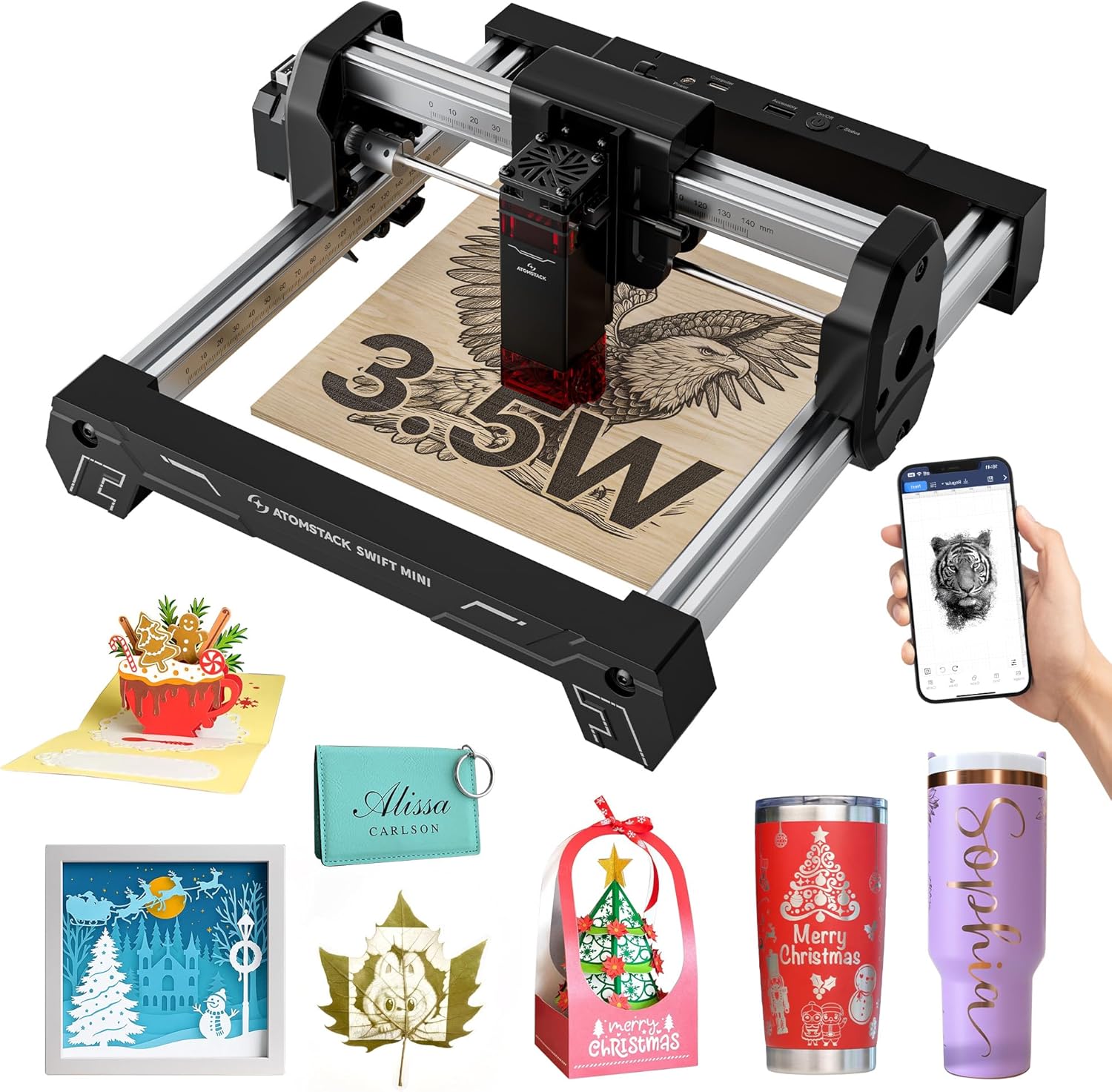 ATOMSTACK SWIFT MINI Laser Engraver 3.5W for Beginners Fully Pre ...