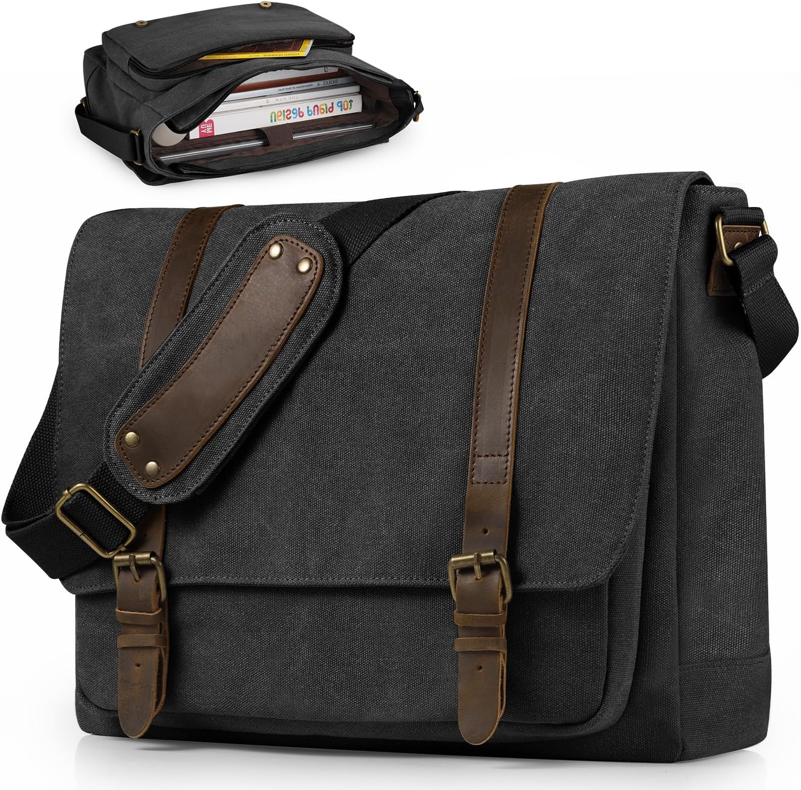 Amazon.com: SMRITI Vintage Canvas Messenger Bag for Men 15.6-16 inch ...