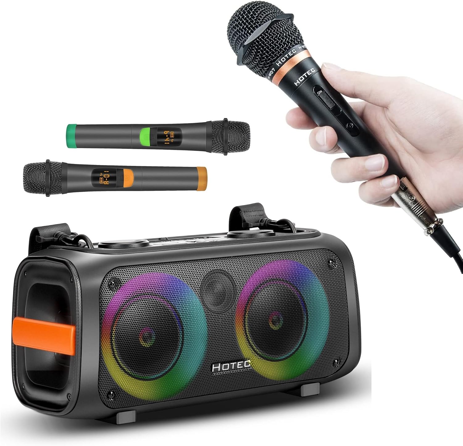 Amazon.com: HOTEC Karaoke Machine with Dual Wireless Microphones and a ...
