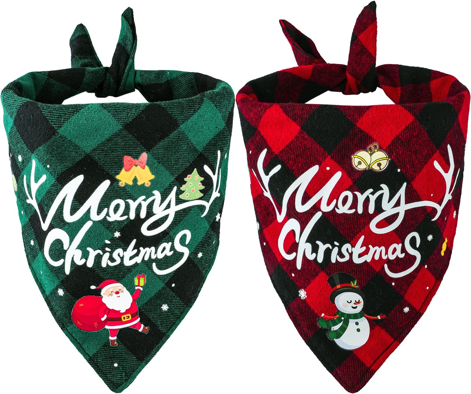 Amazon.com : Viretec Christmas Dog Bandanas 2 Pack, Classic Plaid Dog ...