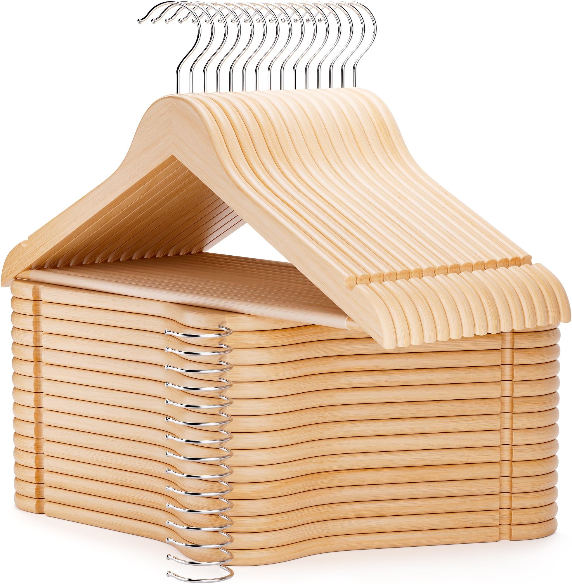 HANGERWORLD 10 Wooden 45cm Coat Clothes Garment Hangers with Non Slip ...