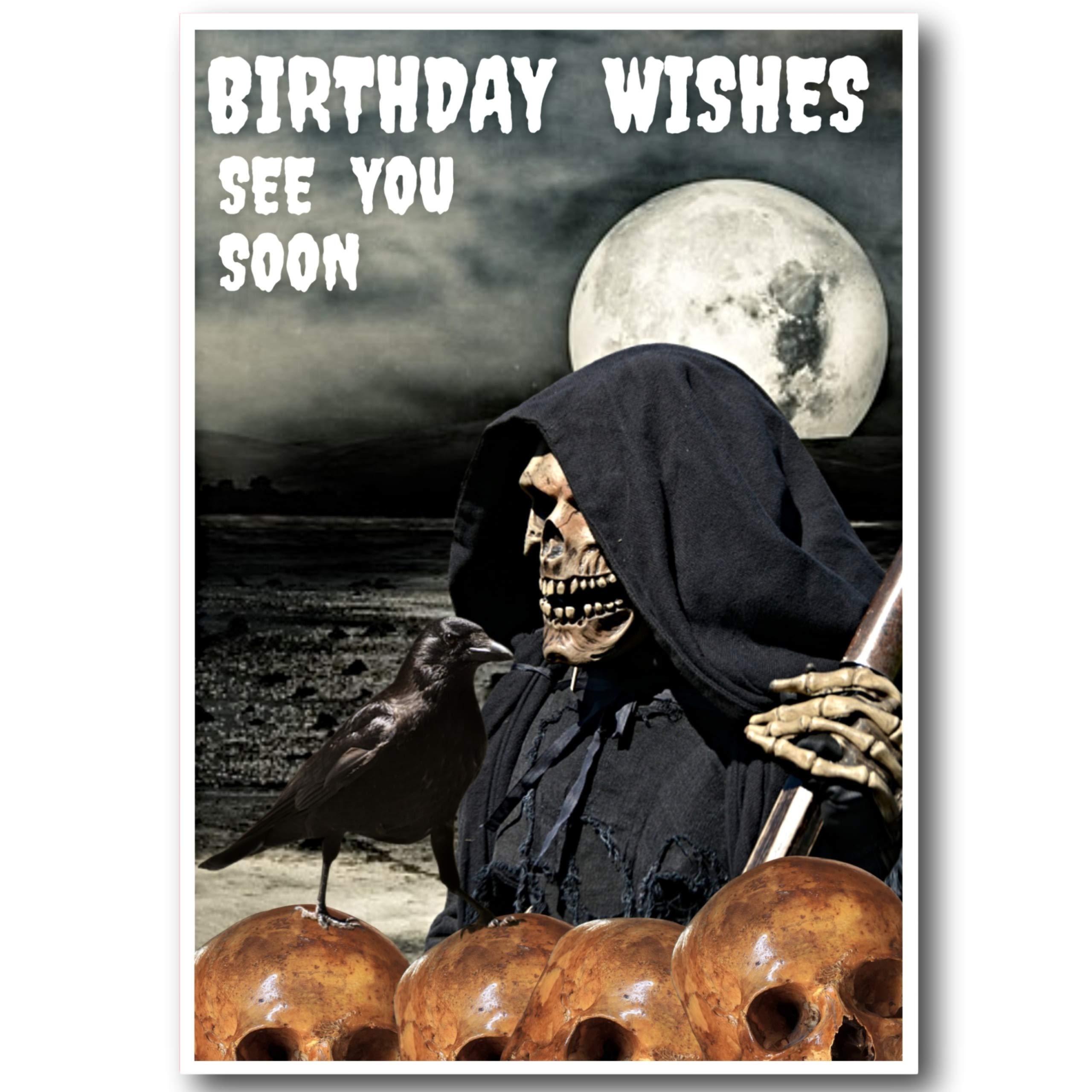Buy Grim Reaper Birthday Card, Gothic Ferryman Greetings Card, Skulls ...