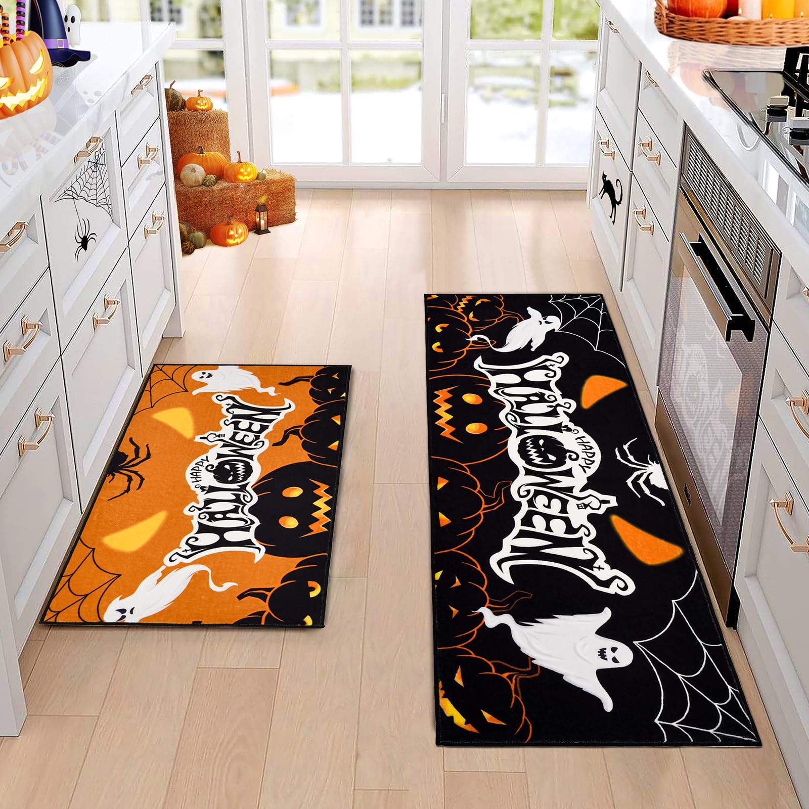 Amazon.com: Halloween Kitchen Rugs, Ghost Mats Non Slip Machine ...