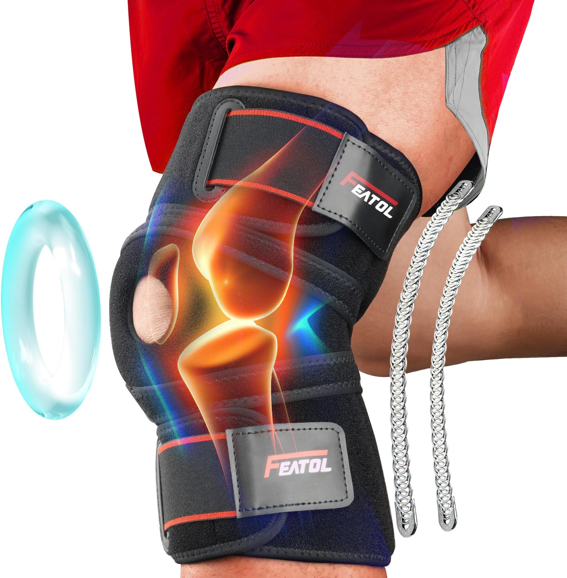 Amazon.com: FEATOL Knee Brace Pain Relief，Adjustable Knee Compression w ...