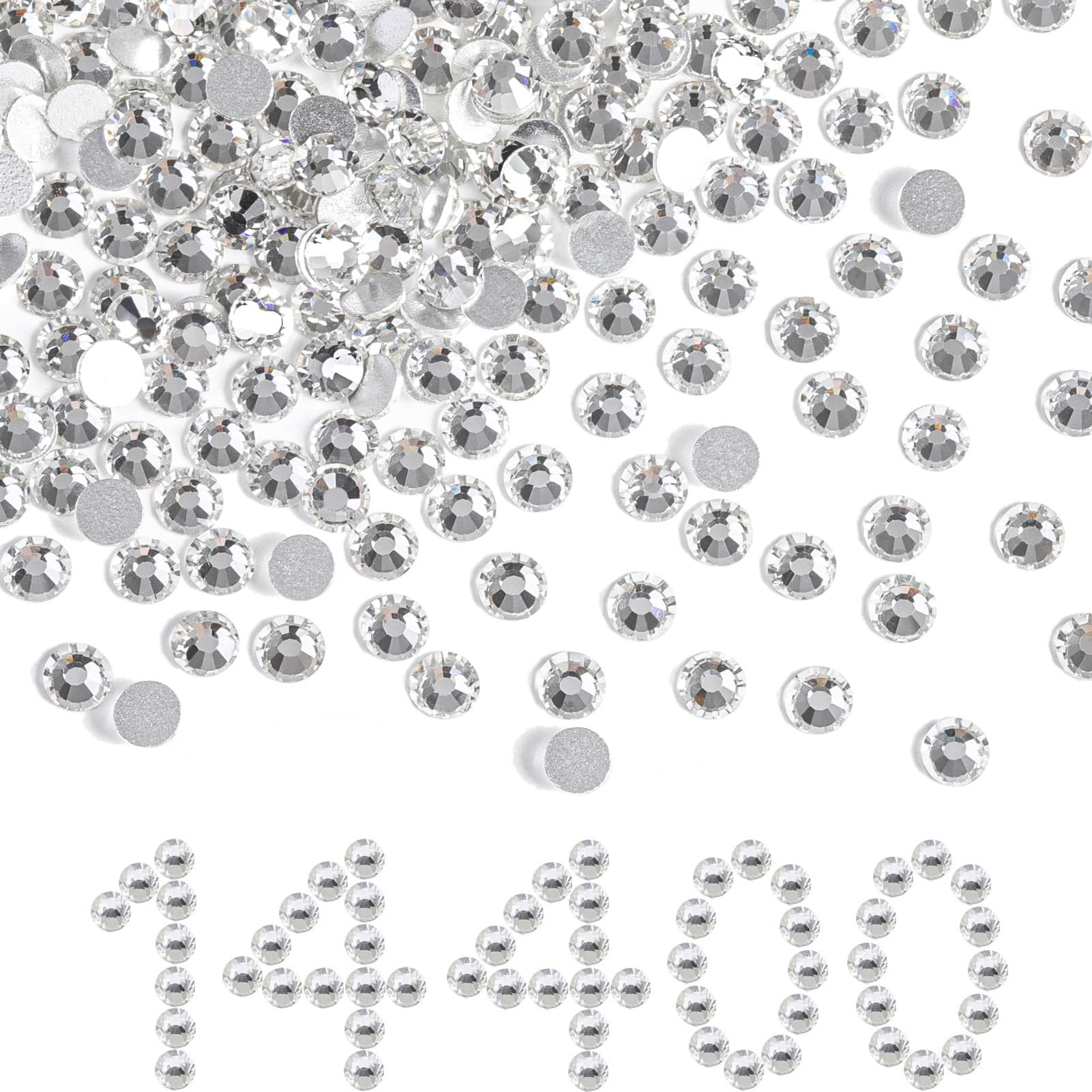Amazon.com: Beadsland Flatback Rhinestones Bulk,14400PCS White ...