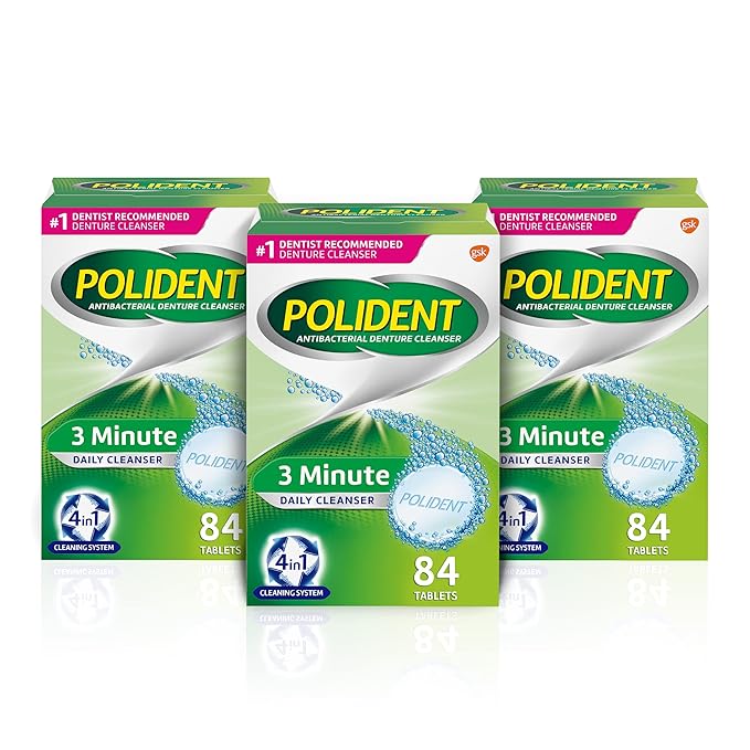 Amazon.com : Polident 3 Minute Triple Mint Antibacterial Denture ...