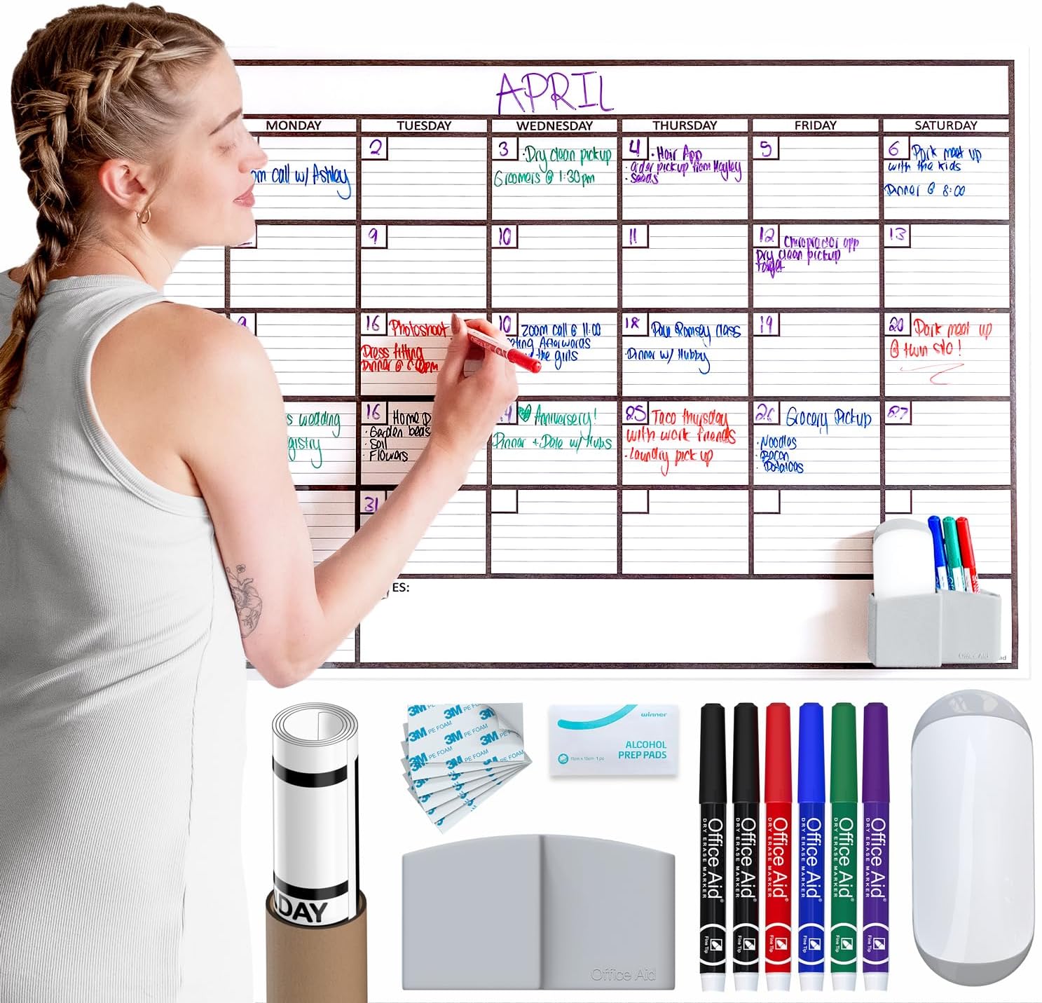 Amazon.com: Big Dry Erase Wall Calendar - Giant Whiteboard [36" x 48 ...