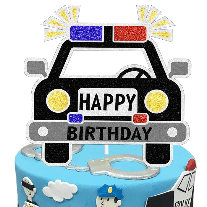 Buy Police Birthday Cake Topper police car Theme Policeman Officer Boy ...