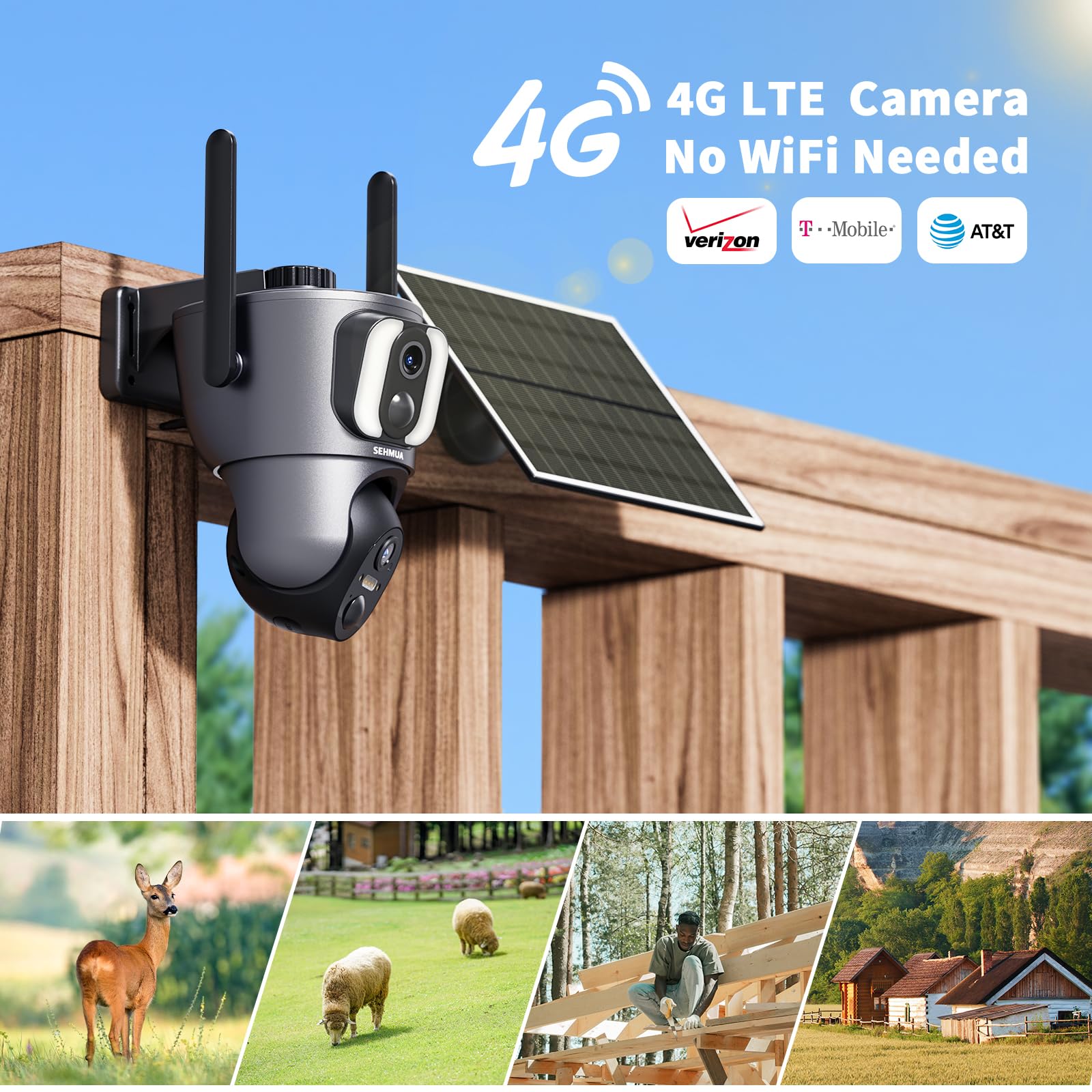 Snapklik.com : 4G LTE Cellular Security Camera, Dual Lens Linkage Solar ...