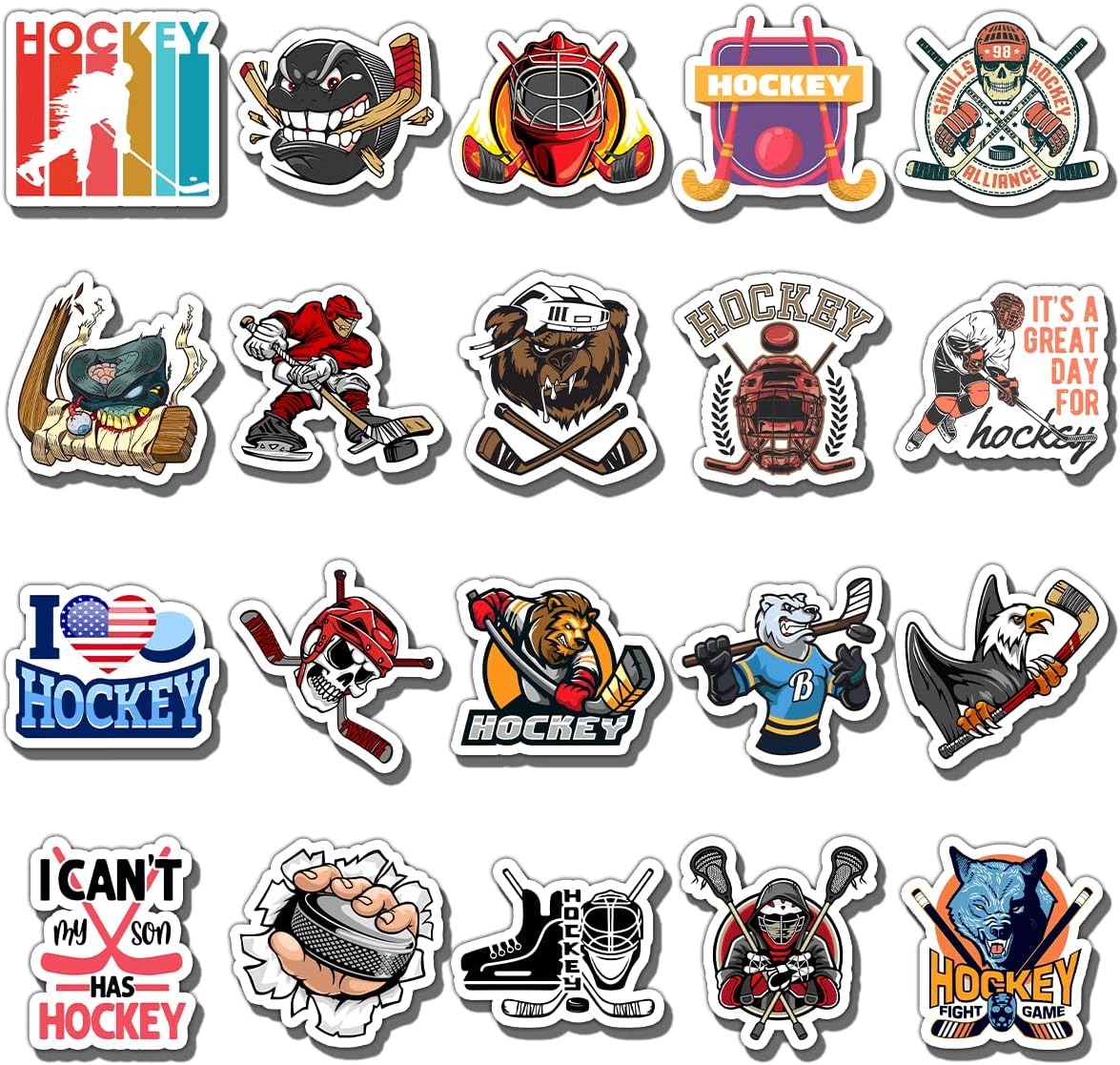 Amazon.com: GOLEEX 20 Pack Pcs Waterproof Vinyl Hockey Stickers Items ...