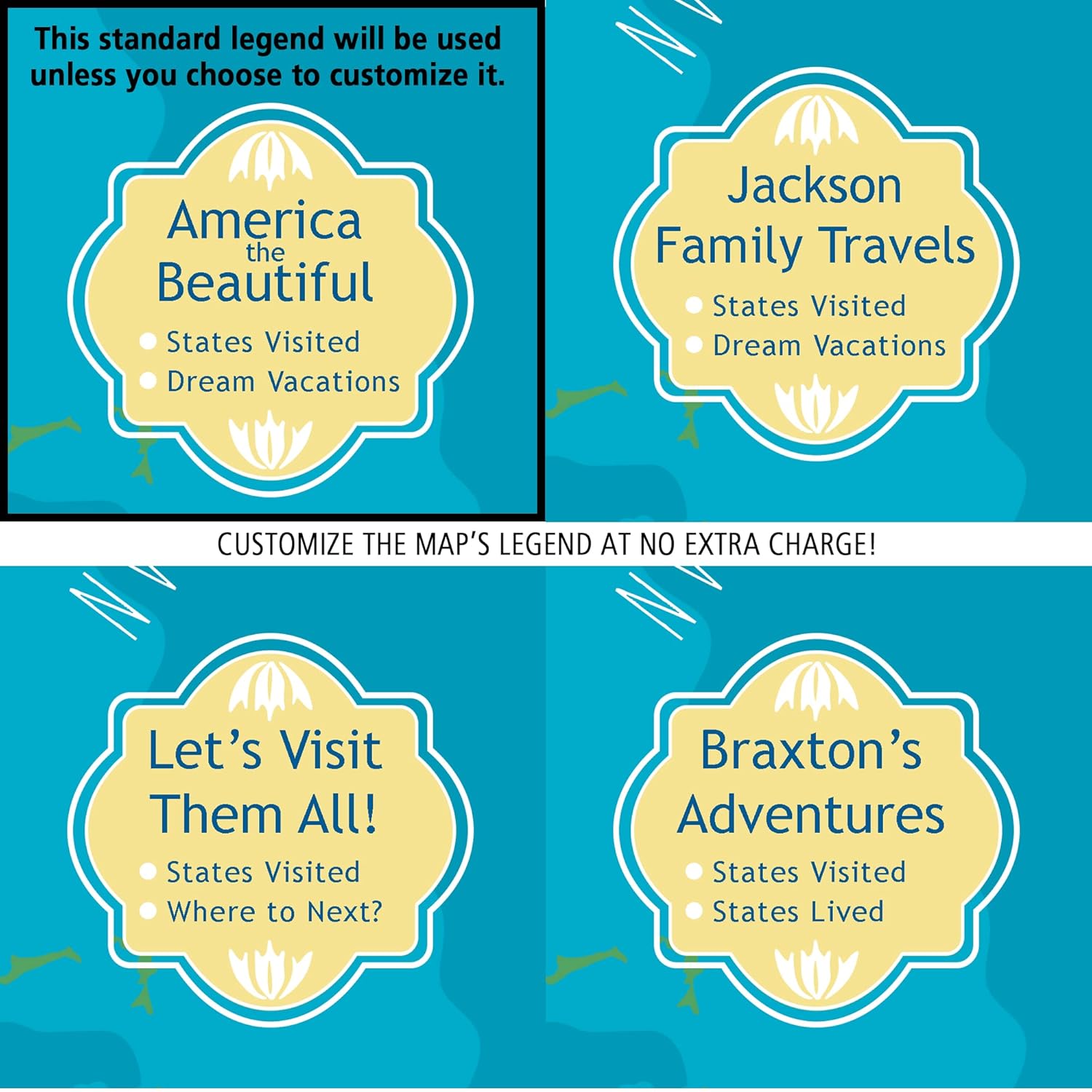 Personalized Colorful Kids Push Pin USA Map on Canvas Add Names 4 Sizes ...