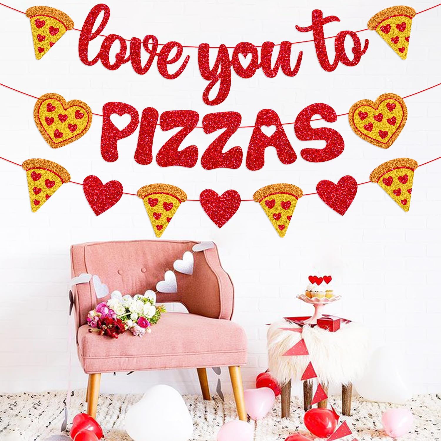 Cartel de Love You to Pizzas para decoración de pizza de San Valentín ...