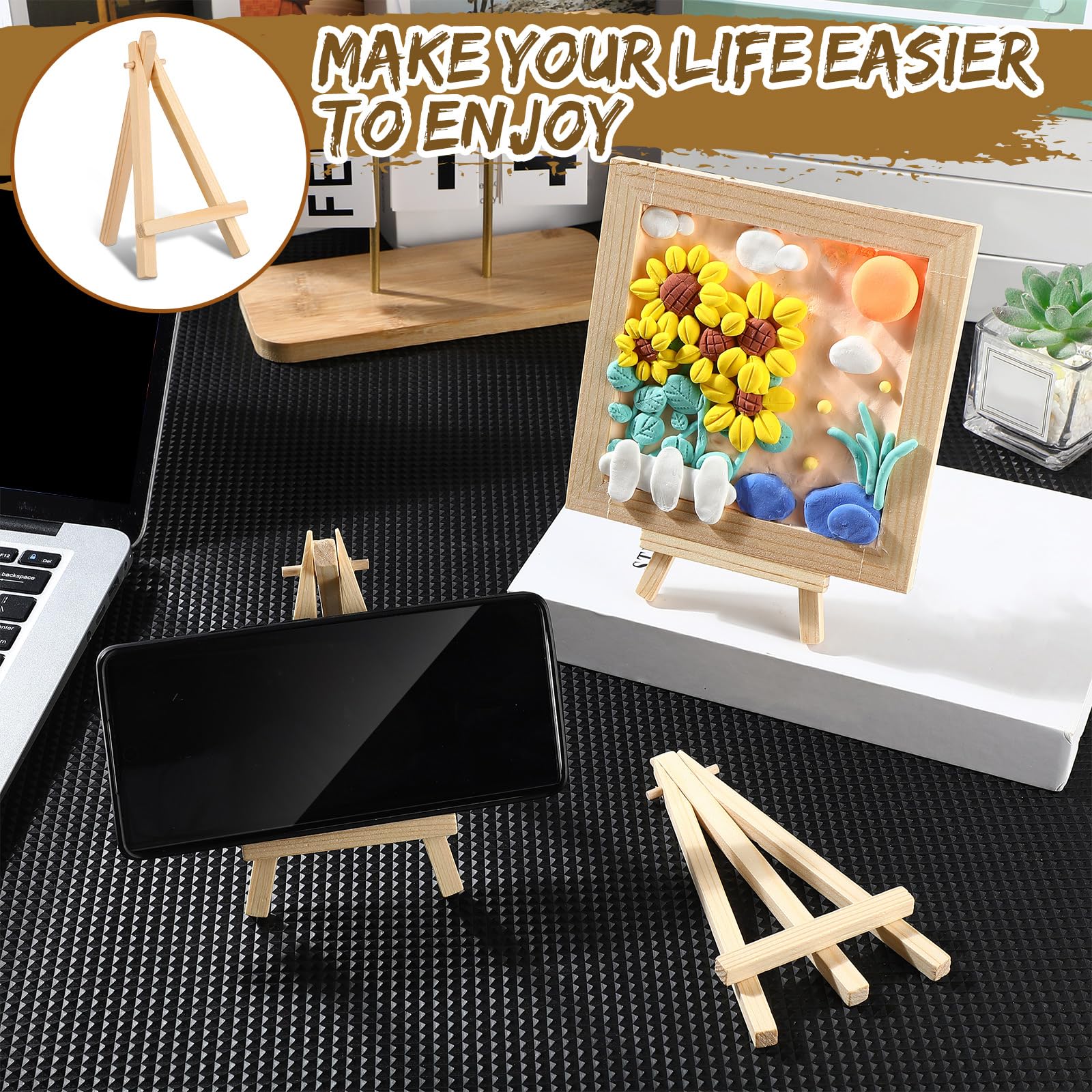Snapklik.com : 60 Pcs Mini Wood Easel Stands 5 Inch Small Wooden Canvas ...