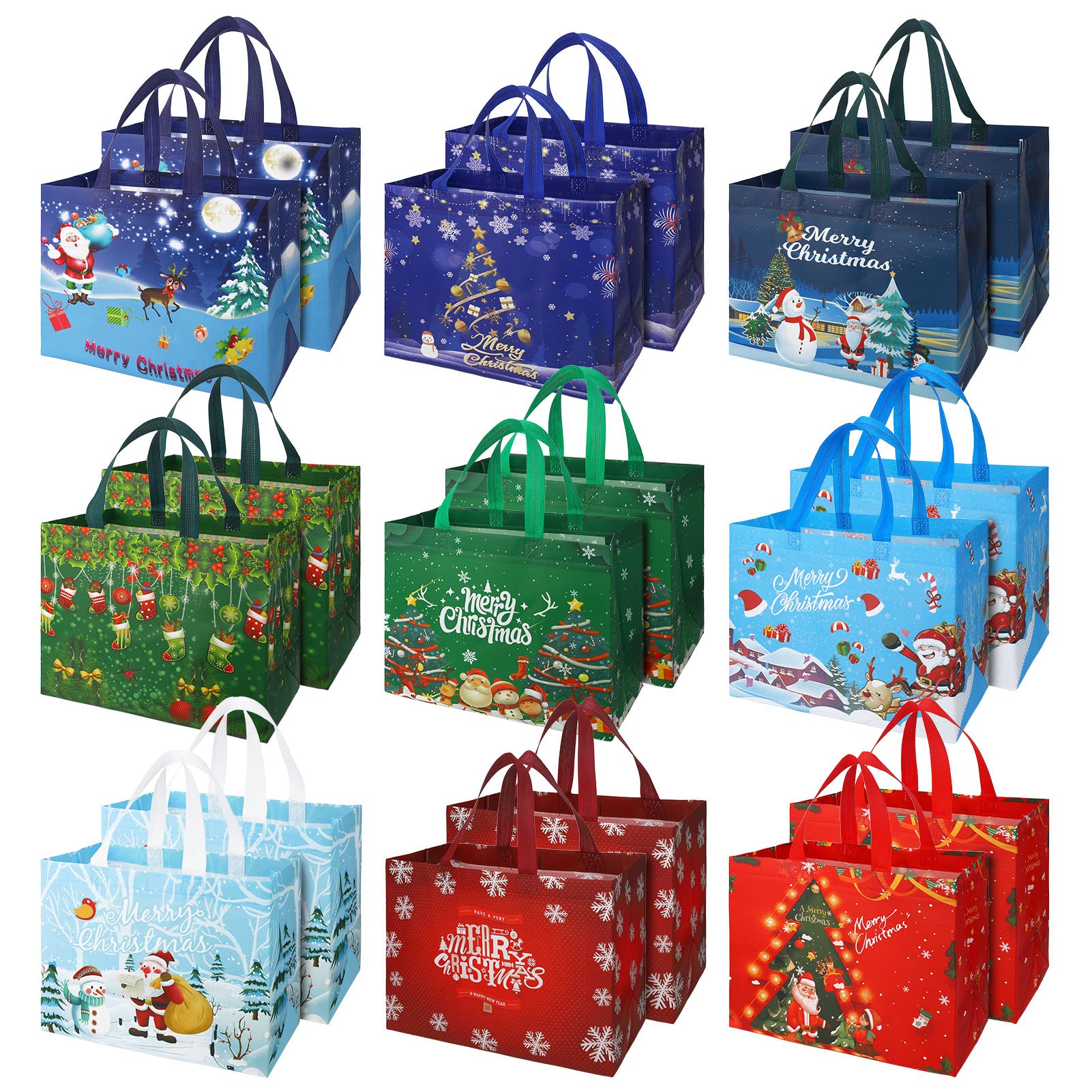 KLEBREIS 18PCS Reusable Christmas Gift Bags Large Christmas Tote Bags ...