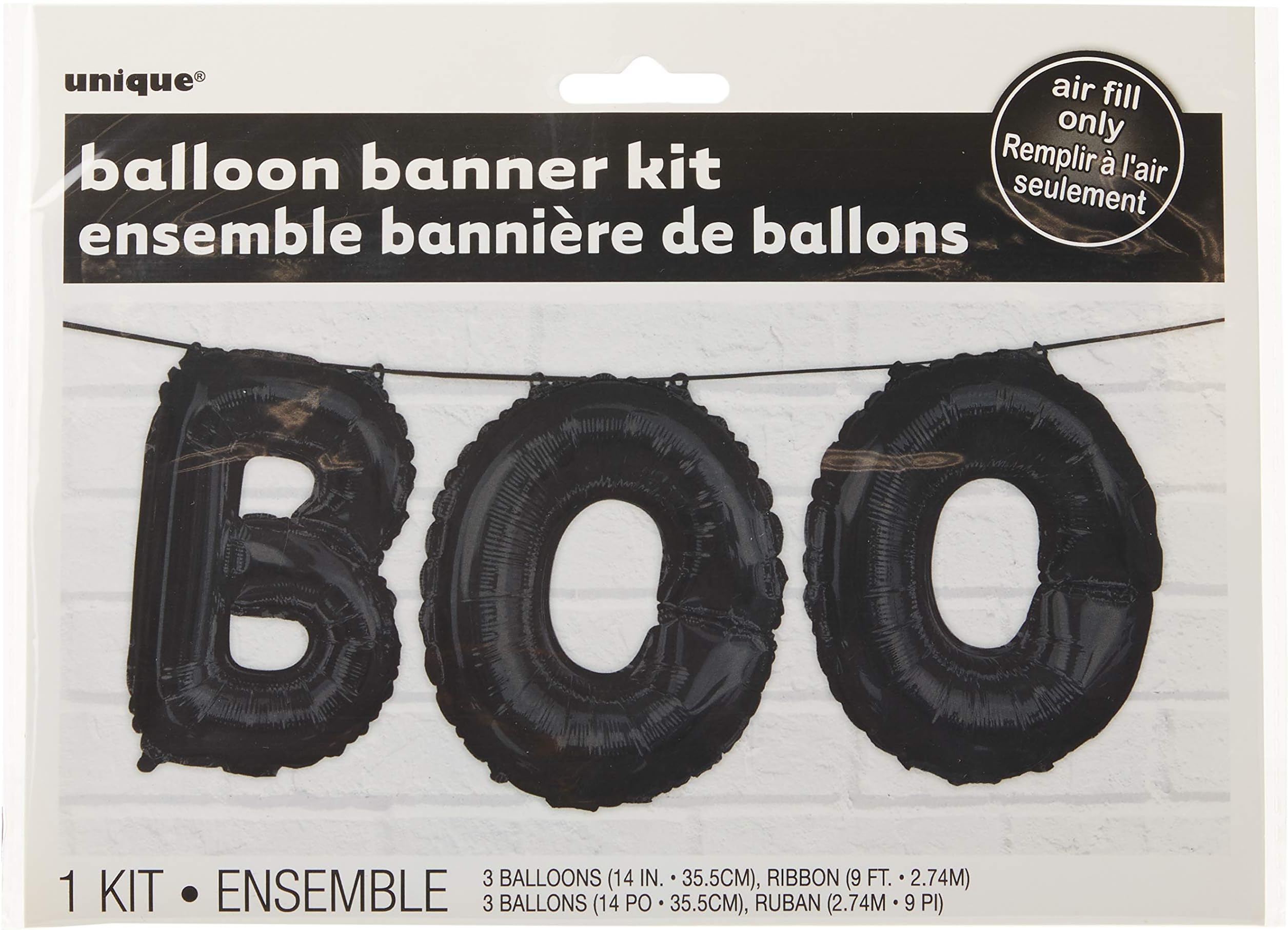 Amazon.com: Black "Boo" Foil Letter Balloon Banner, 14" (1 Set ...