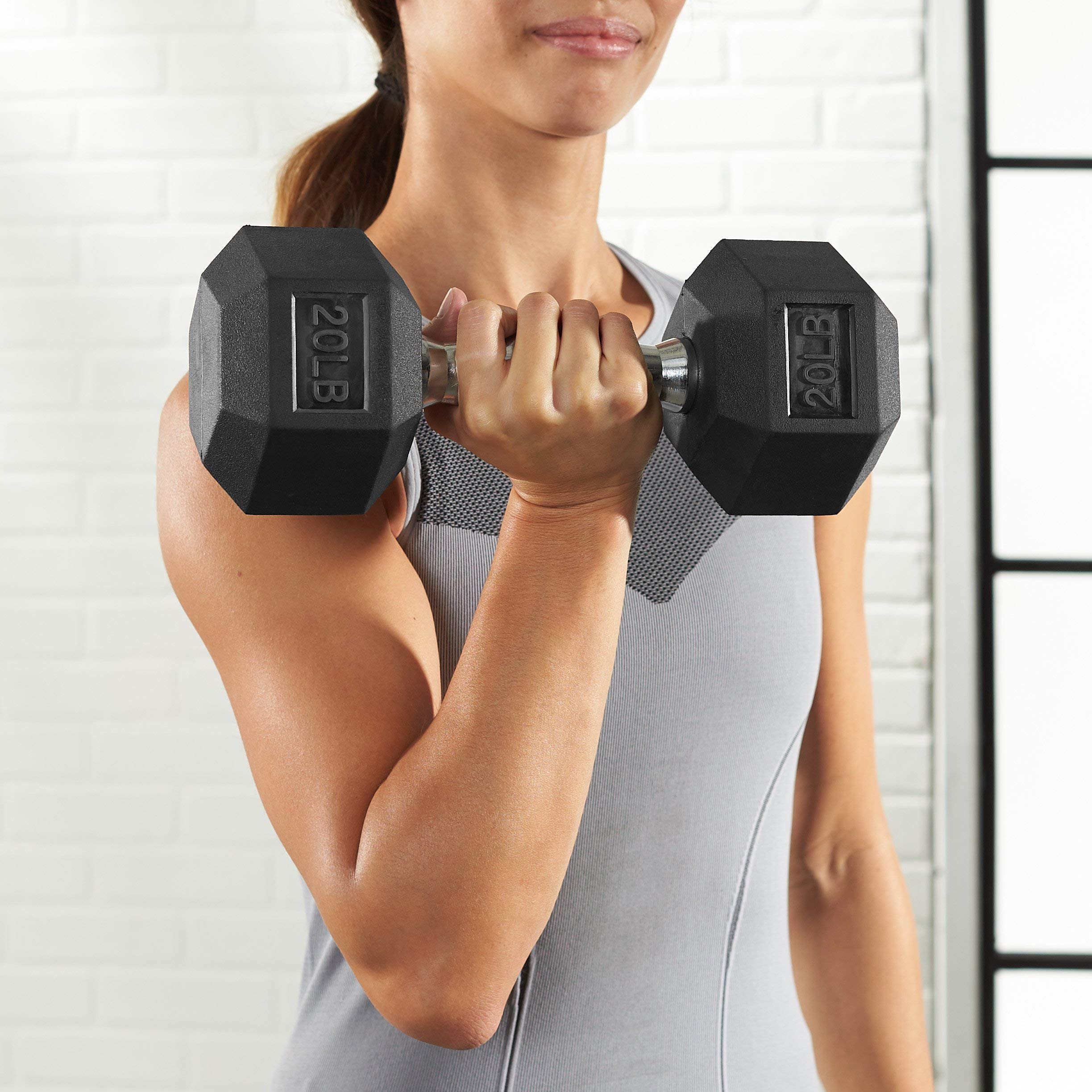 Buy Amazon Basics Rubber Encased Hex Dumbbell Hand Weight Online at ...
