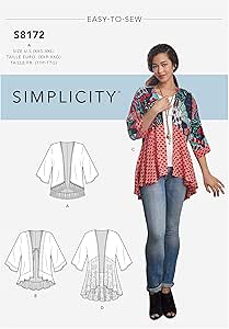Amazon.com: Simplicity 8172 Easy to Sew Misses' Kimono Sewing Pattern ...