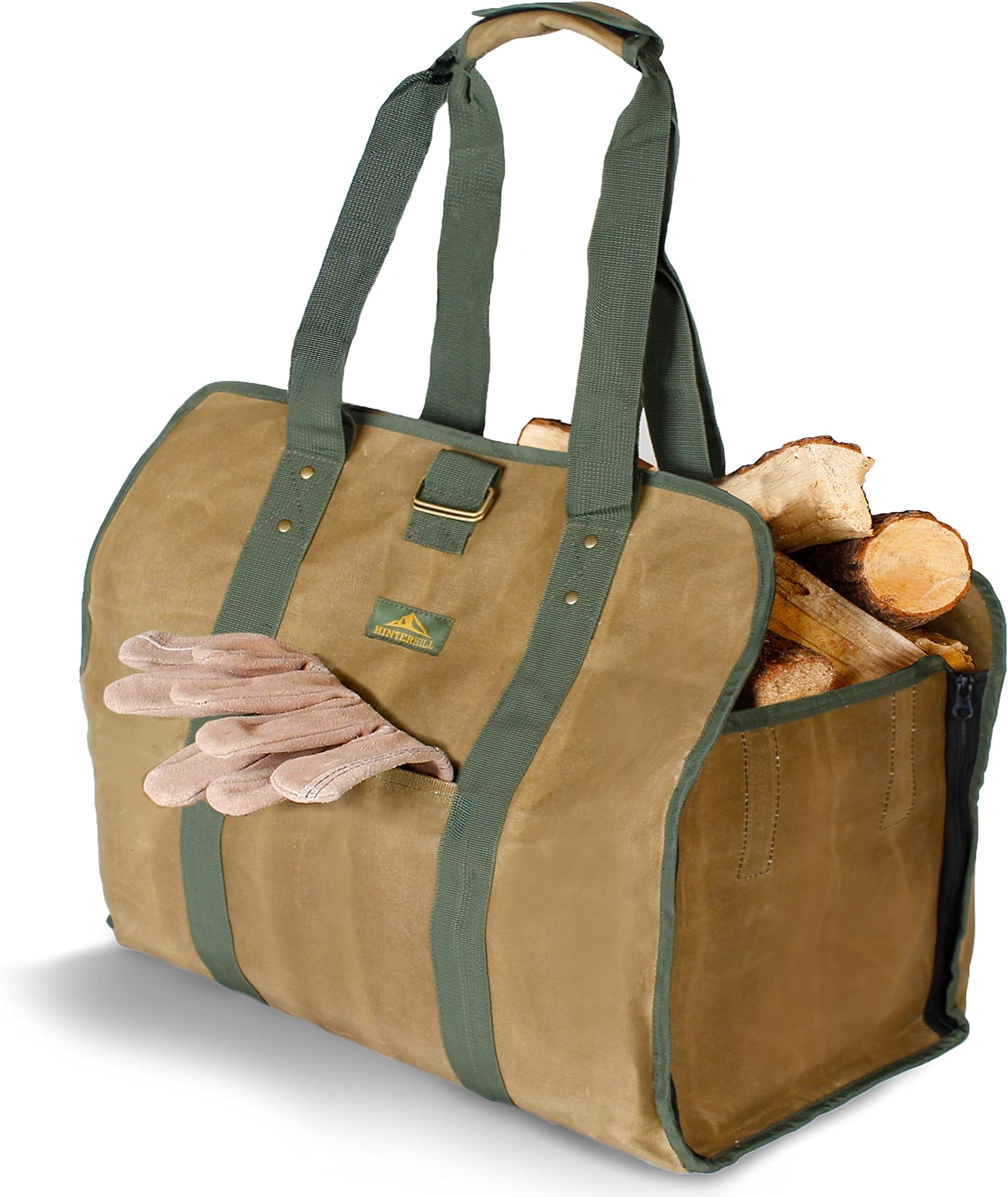 Amazon.com: Plow & Hearth Heavy Duty Canvas Log Carrier with Leather ...