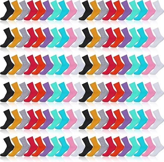 Amazon.com: Handepo 60 Pairs Colorful Women Solid Color Crew Socks Bulk ...