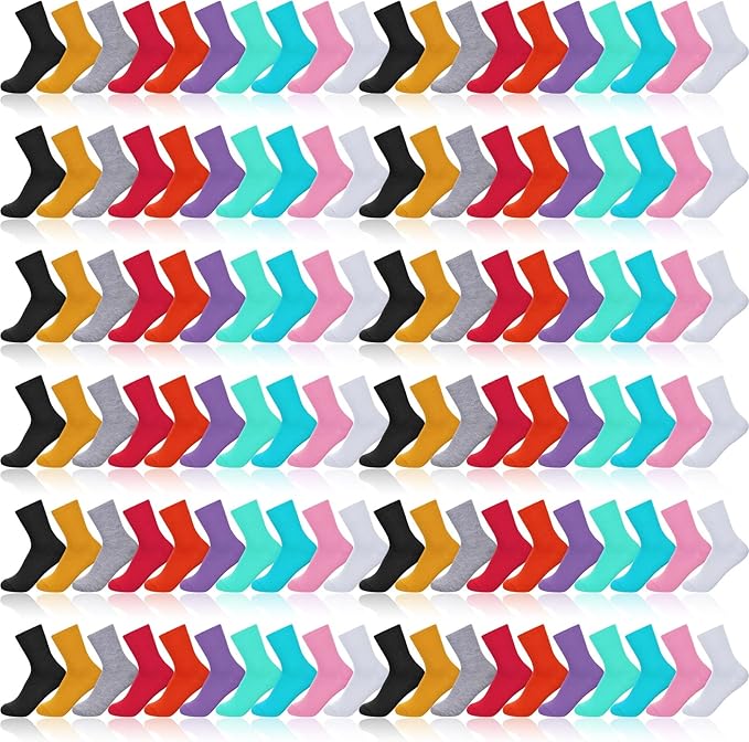 Handepo 60 Pairs Colorful Women Crew Socks Bulk, Solid Color Crew Socks ...