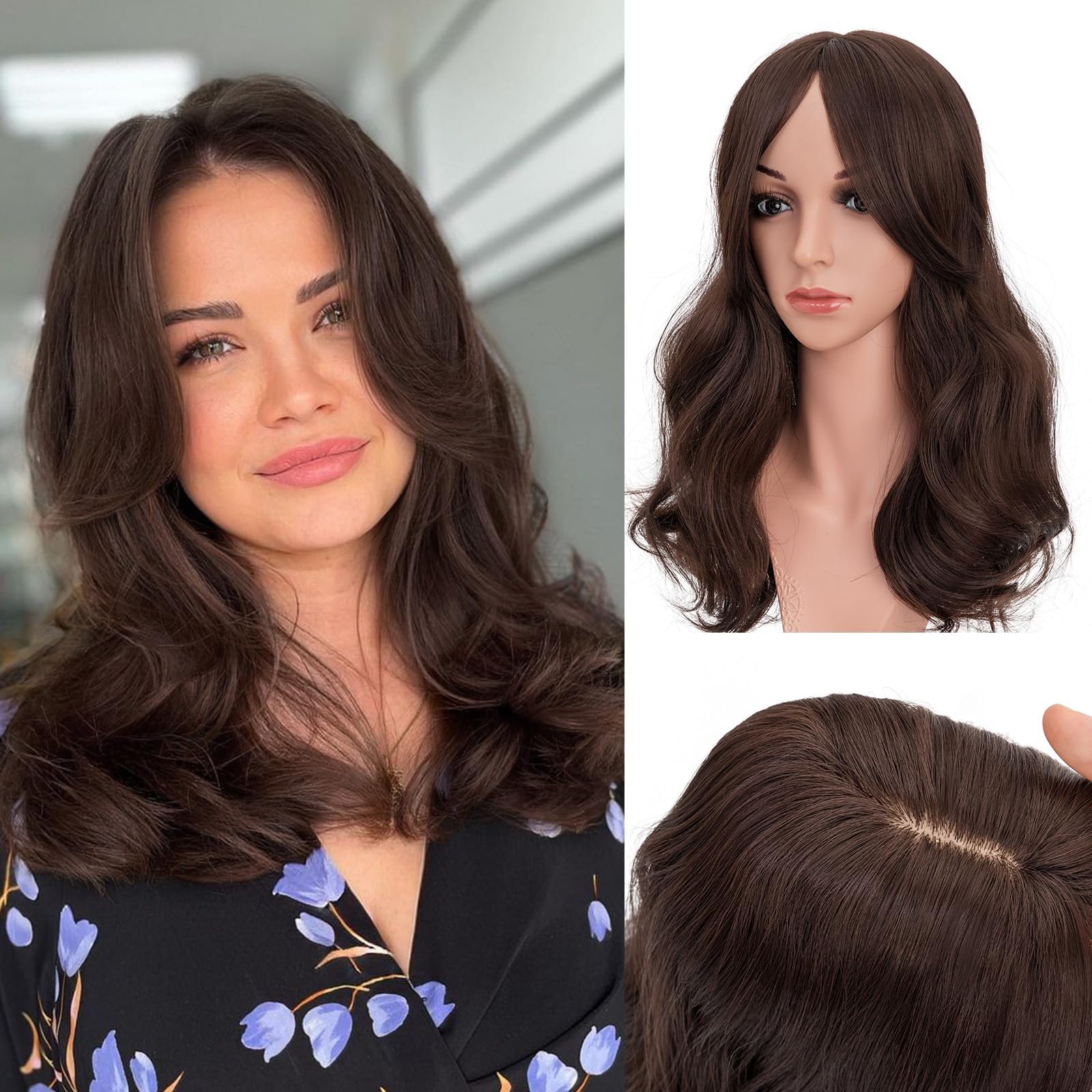 Amazon.com : TESS Hair Toppers for Women Clip in Bangs 6"*6"Large ...