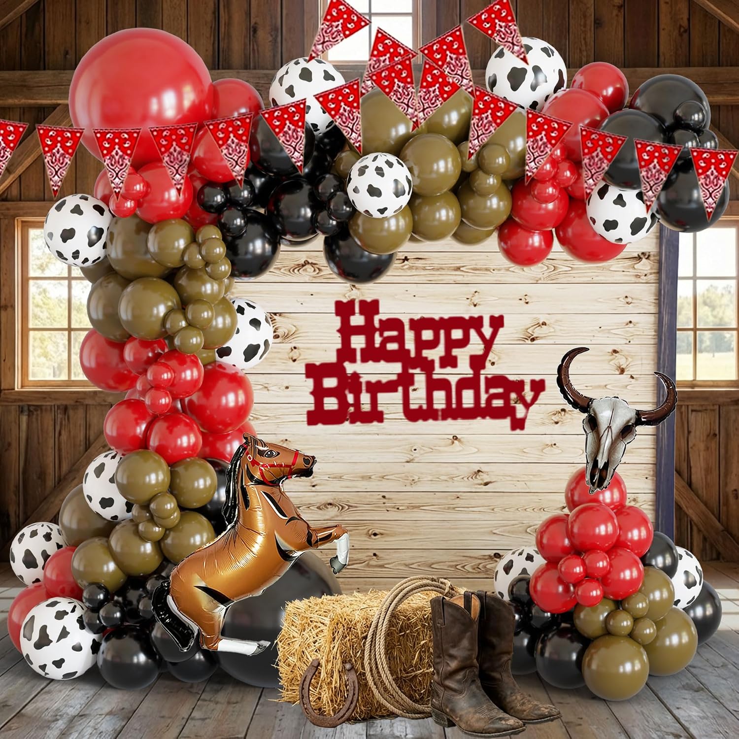 Amazon.com: 149Pcs Western Balloon Arch Kit, Black Red Brown Cowboy ...