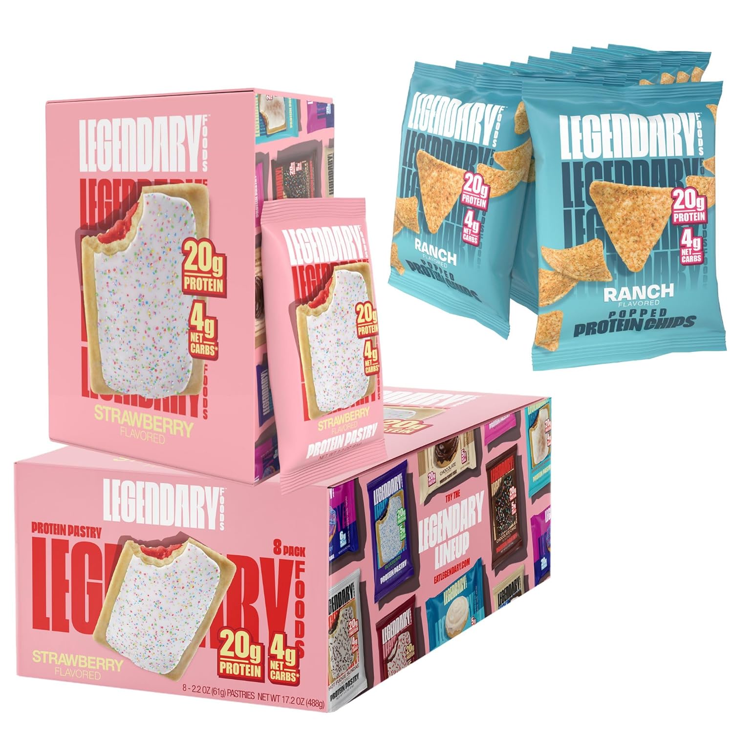 Amazon.com : Legendary Foods High Protein Snack Bundle - Strawberry ...