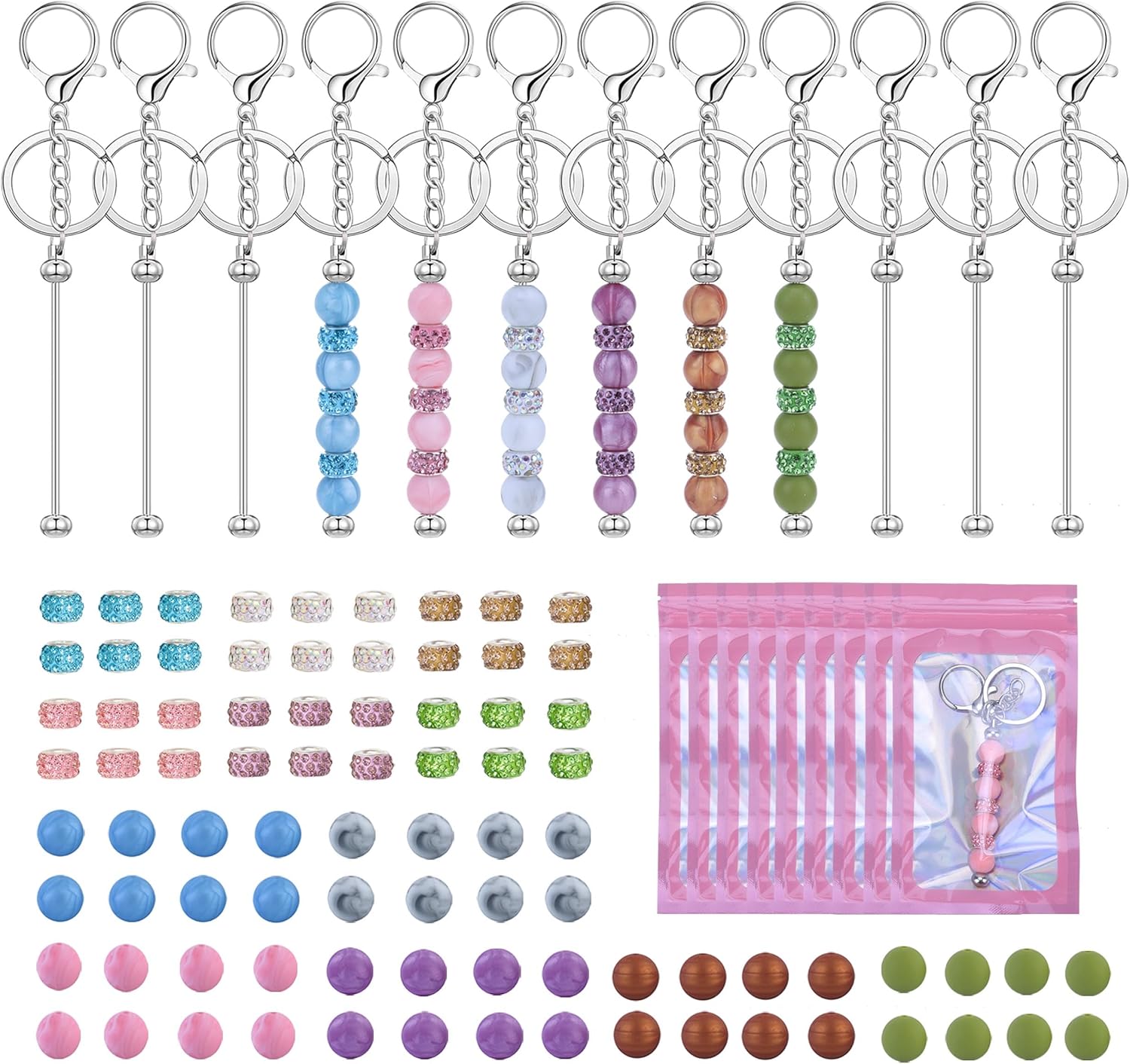 Amazon.com: SUIMZESTI 109 Pcs Beadable Keychains Bars Bulk Blank Cute ...
