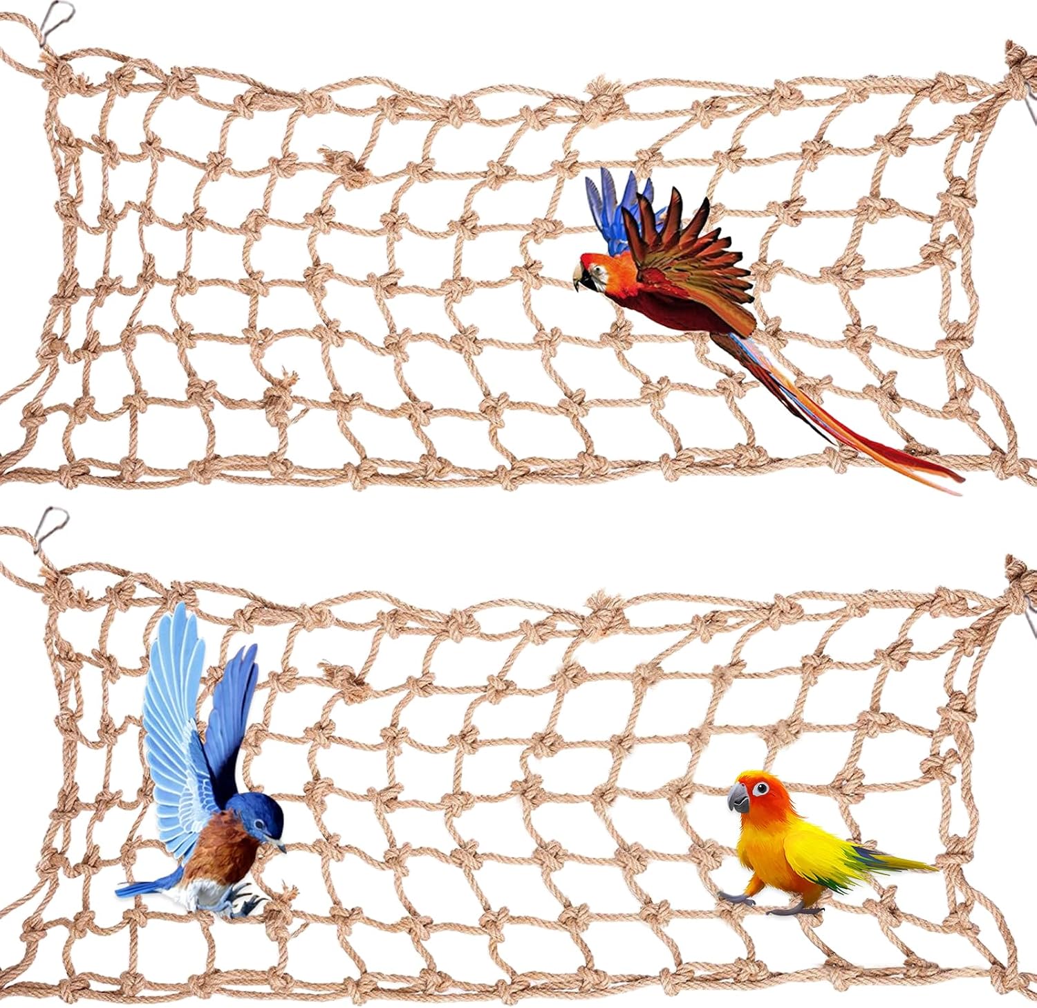 2 Packs Hanging Climbing Net Parrot, Swing Hammock for Birds with 8 PCS ...