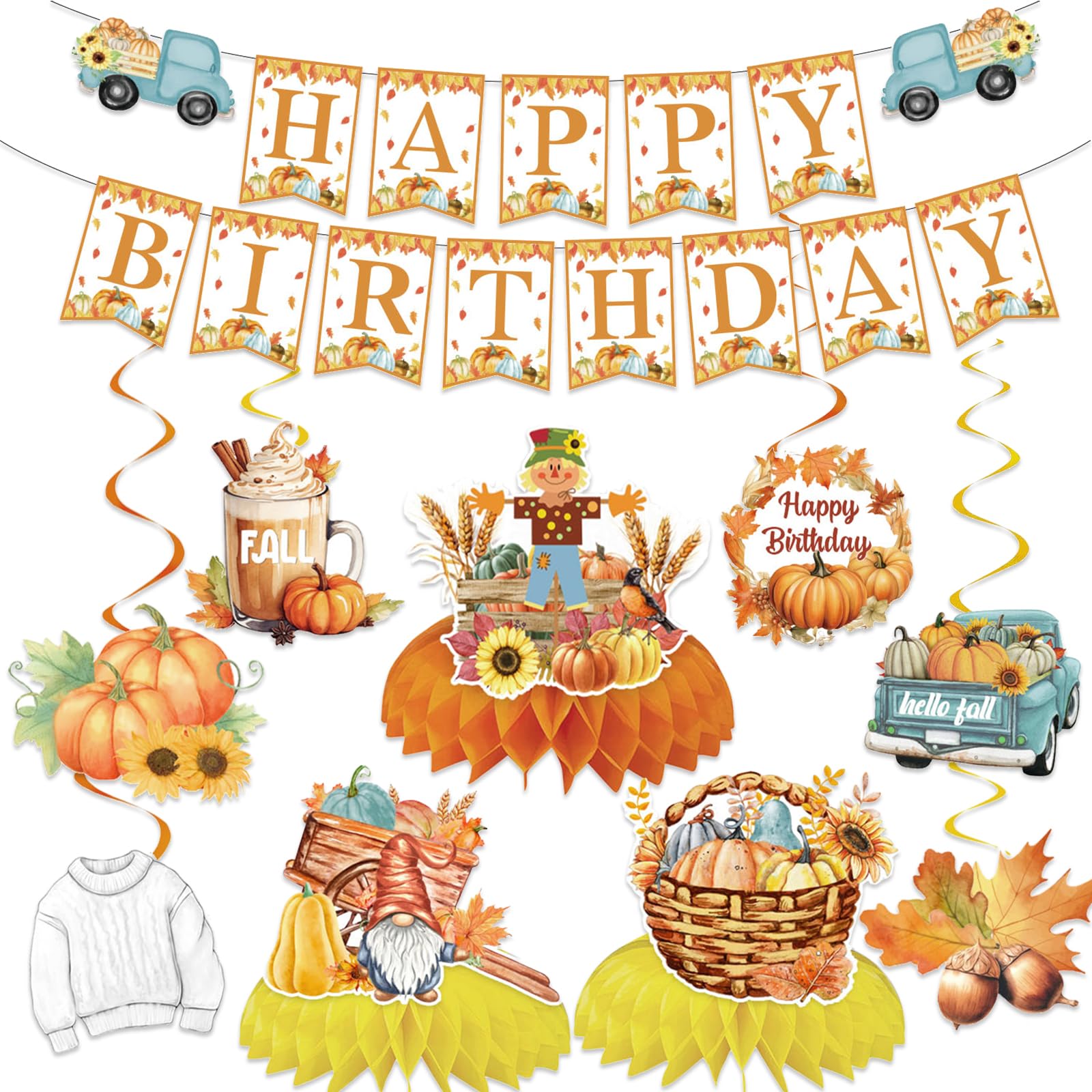 Amazon.com: 16Pcs Fall Birthday Party Decorations, Little Pumpkin Party ...
