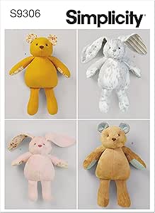 Amazon.com: Simplicity Plush Bunnies and Bear Packet, Code 9306 Sewing ...