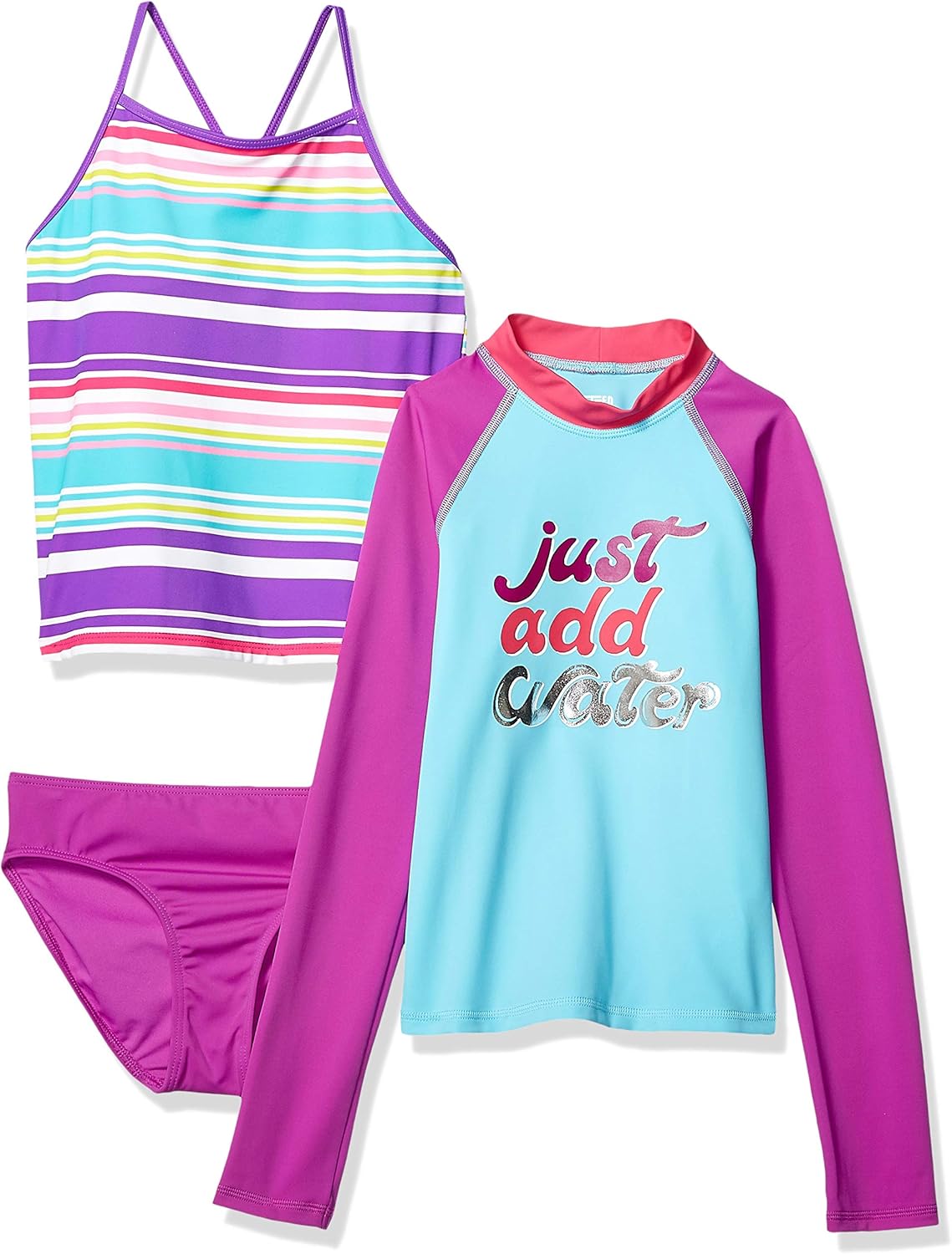Amazon.com: Amazon Essentials Girls' Tankini Rashguard Swimsuit ...