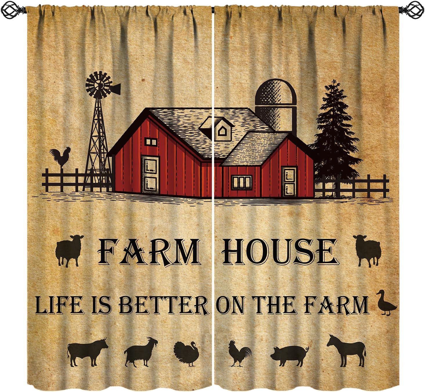 Amazon.com: Rustic Farm Window Curtains,Retro Windmill Old Style ...