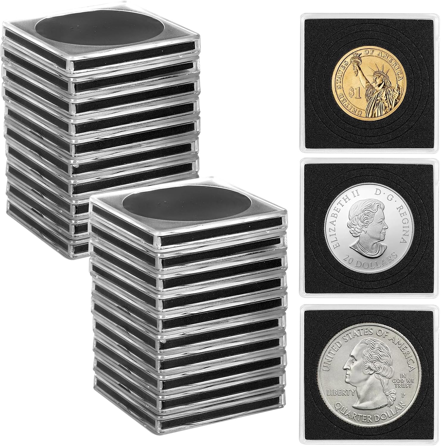 Amazon.com : zandfelo 45 Pcs 20-40mm Acrylic Coin Collection Cases with ...