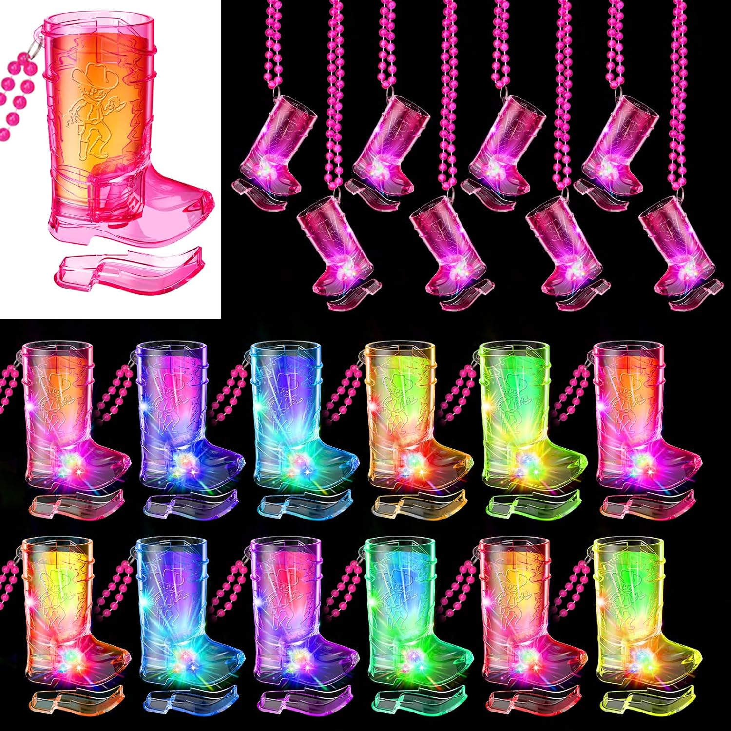 Amazon.com | Set of 24 Light Up Shot Glasses Cowgirl Boot Shot Glasses ...