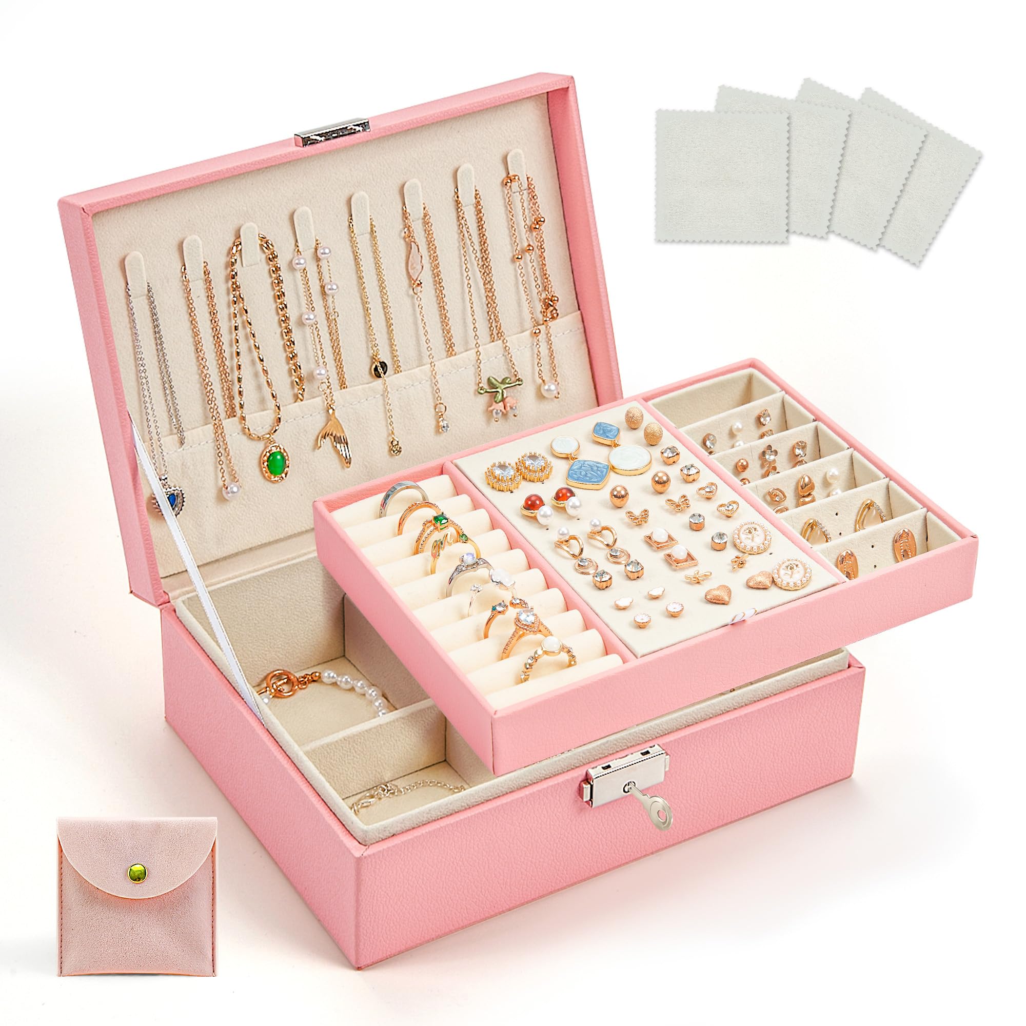 Amazon.com: DreamGenius Jewelry Box for Women with Security Latch, 2 ...