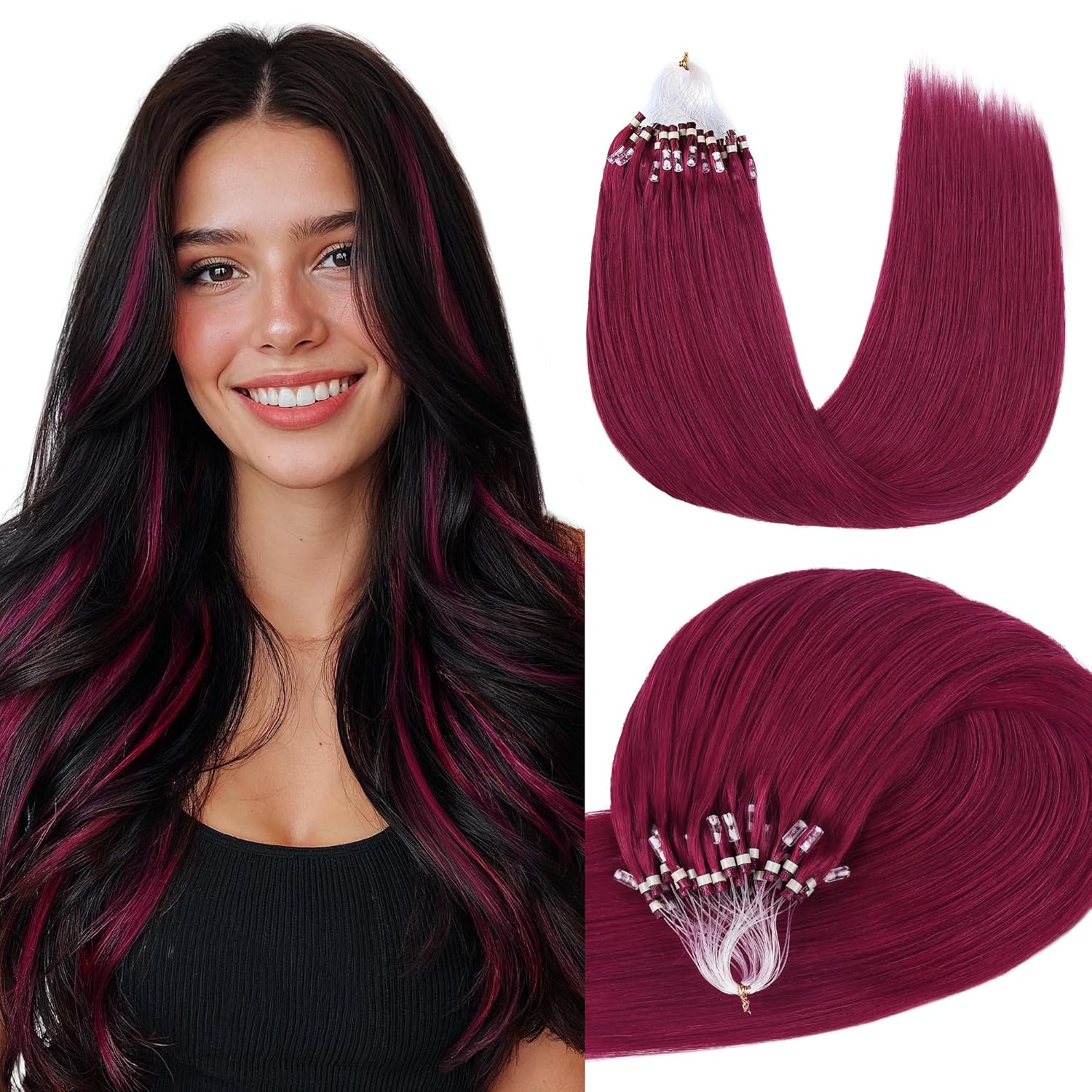 Amazon.com : GOO GOO Micro Link Tip Hair Extensions Real Human Hair ...