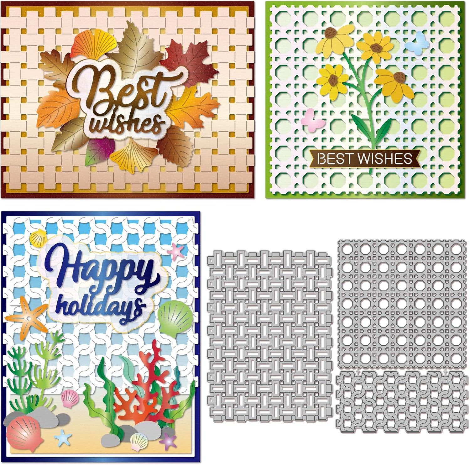 Amazon.com: GLOBLELAND Bamboo Weaving Cutting Dies Grid Die Cuts ...