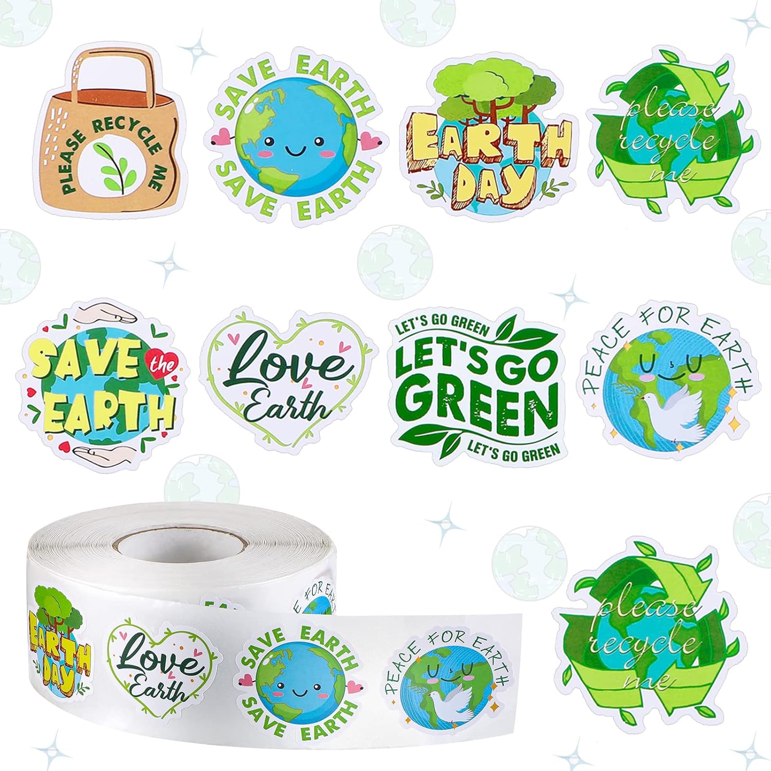 Amazon.com: Sabary 1000 Pcs Earth Day Stickers for Kids Hanukkah Roll ...