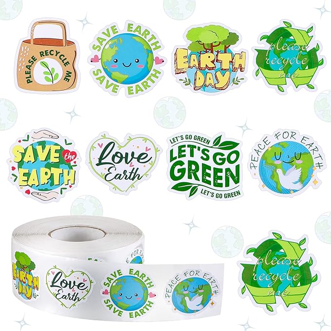 Amazon.com: Sabary 1000 Pcs Earth Day Stickers for Kids Hanukkah Roll ...