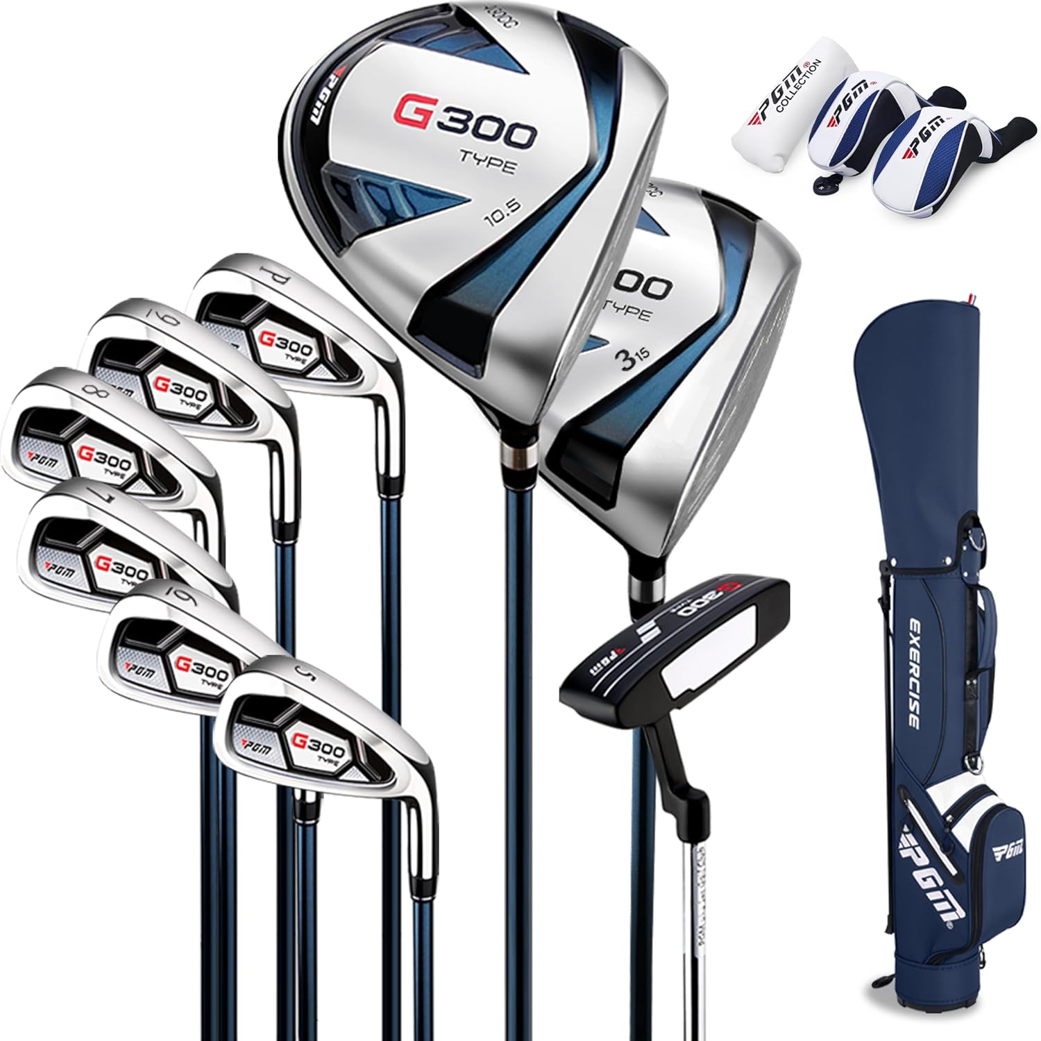 PGM Men's Complete Golf Club Sets - 9 Pieces - 2 Wood (#1,3), 6 Irons ...