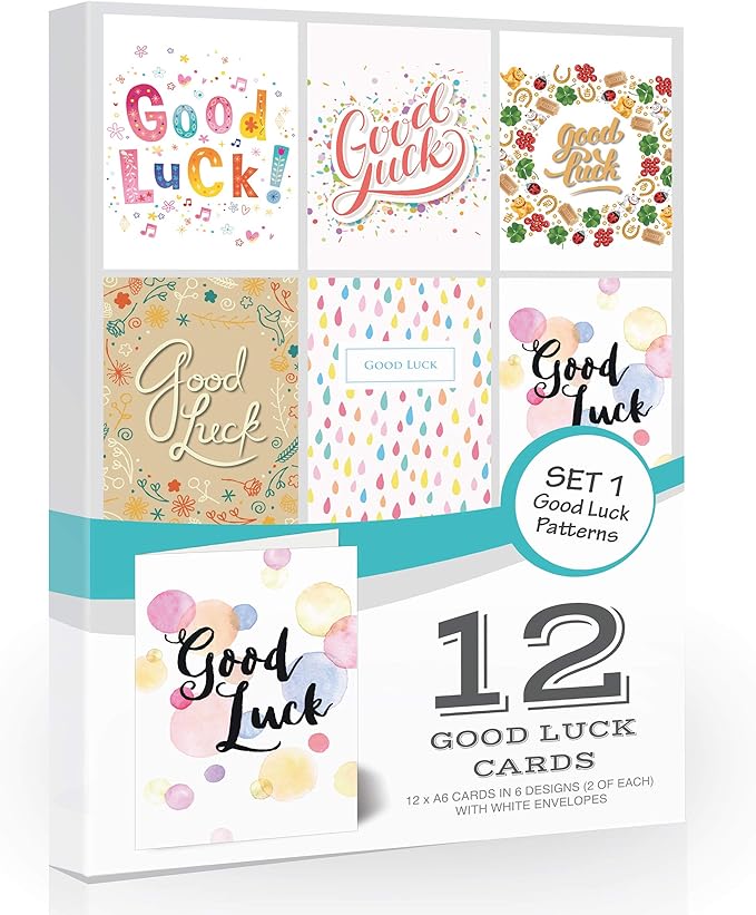 12 x Good Luck Cards by Olivia Samuel - Folding Style Multi Pack with ...