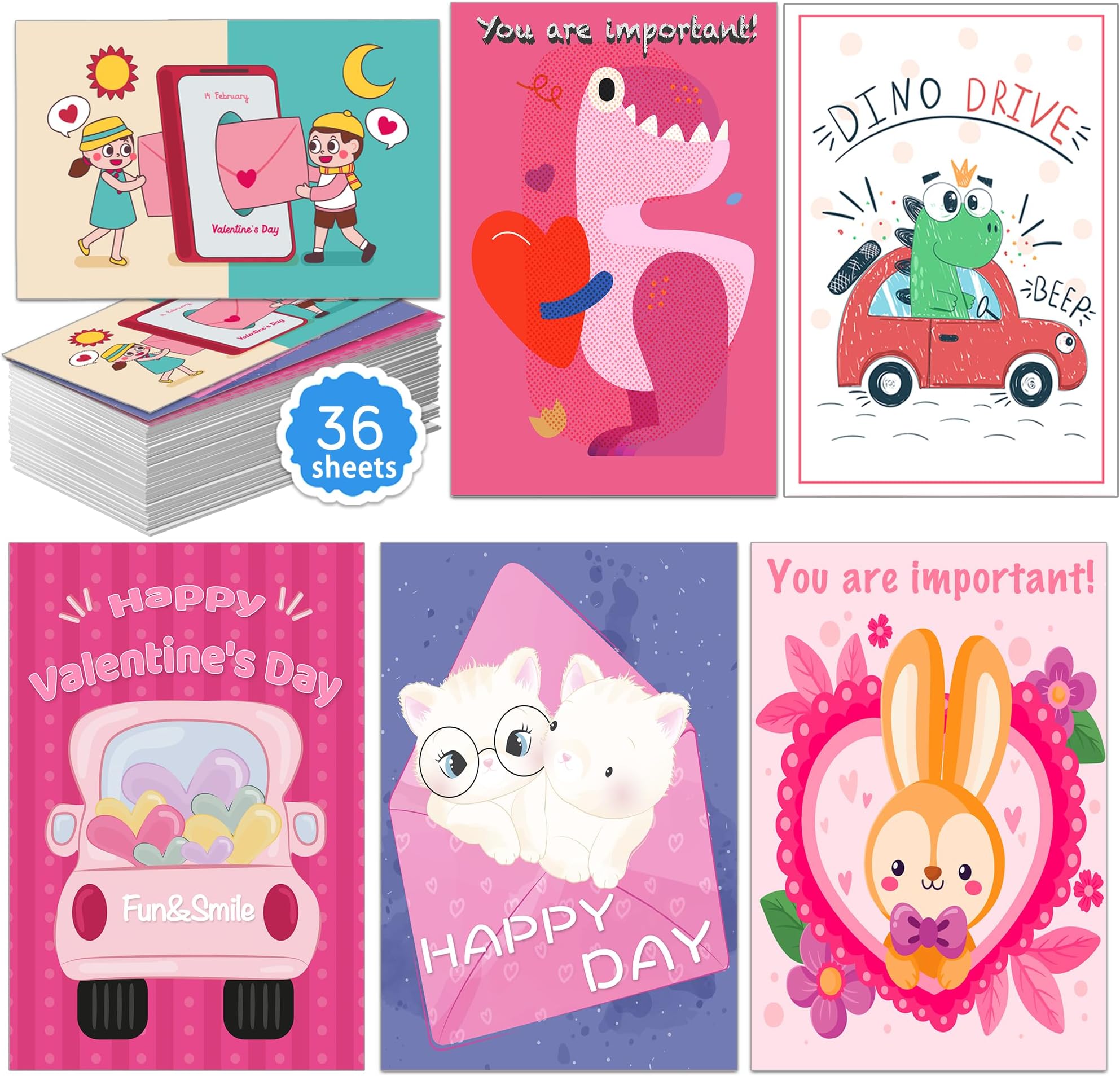 Amazon.com : HSHFAMIIY Valentine's Day Cards For Kids, School Classroom ...