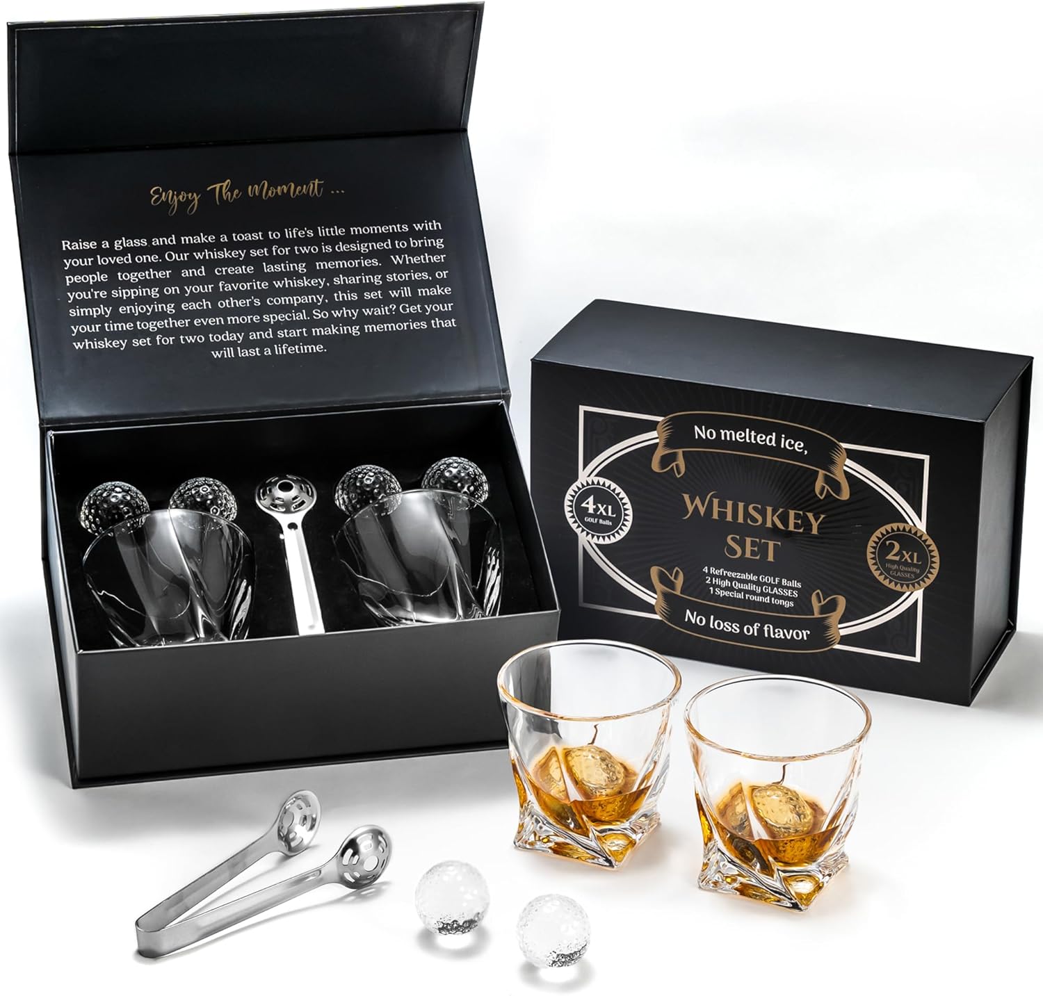 Amazon.com: Aridon - Whiskey Set, 2-Piece Whiskey Glasses Set with 4 ...