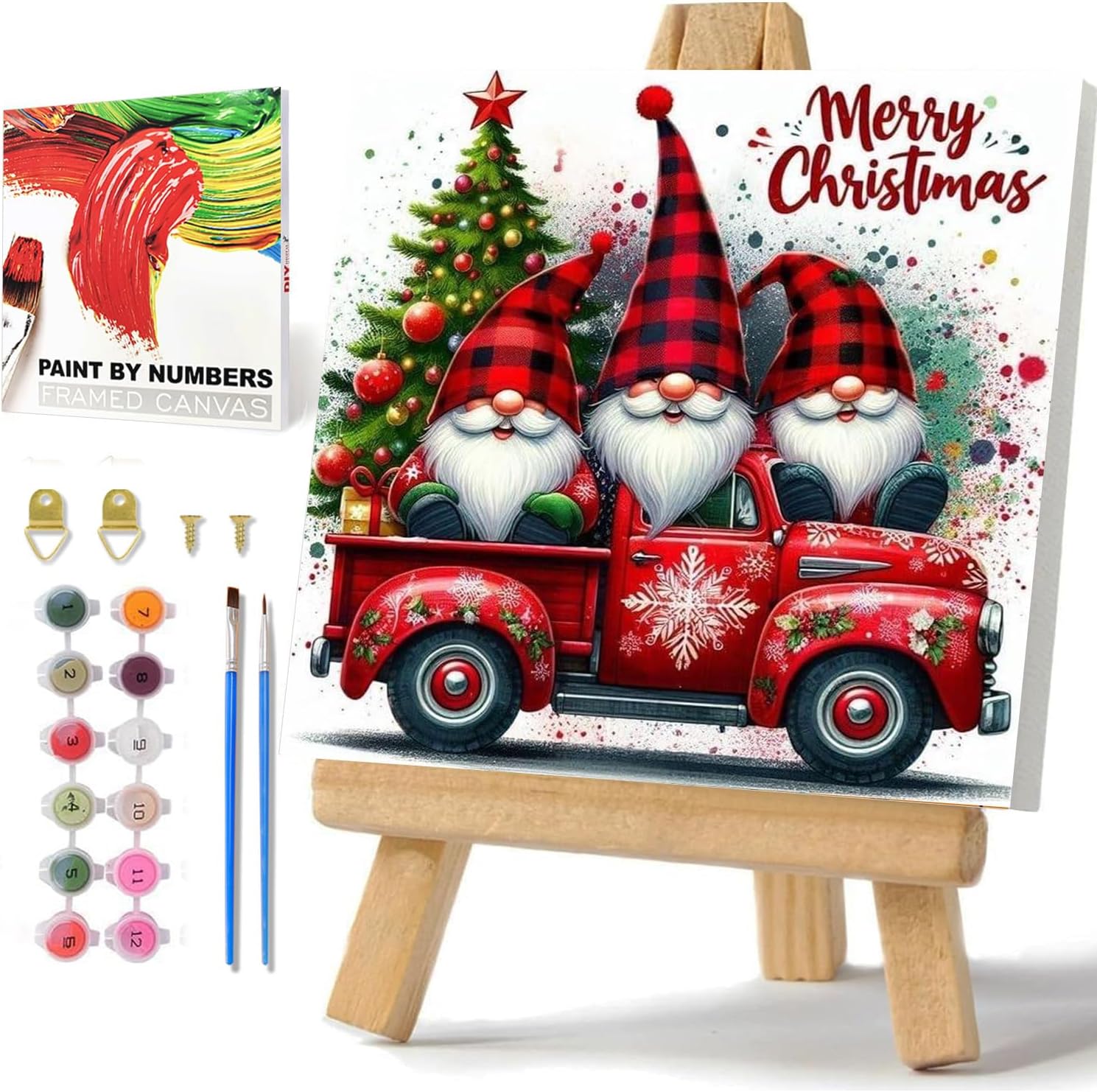 Amazon.com: hkejoi Christmas Paint by Numbers for Adults Framed, Gnome ...
